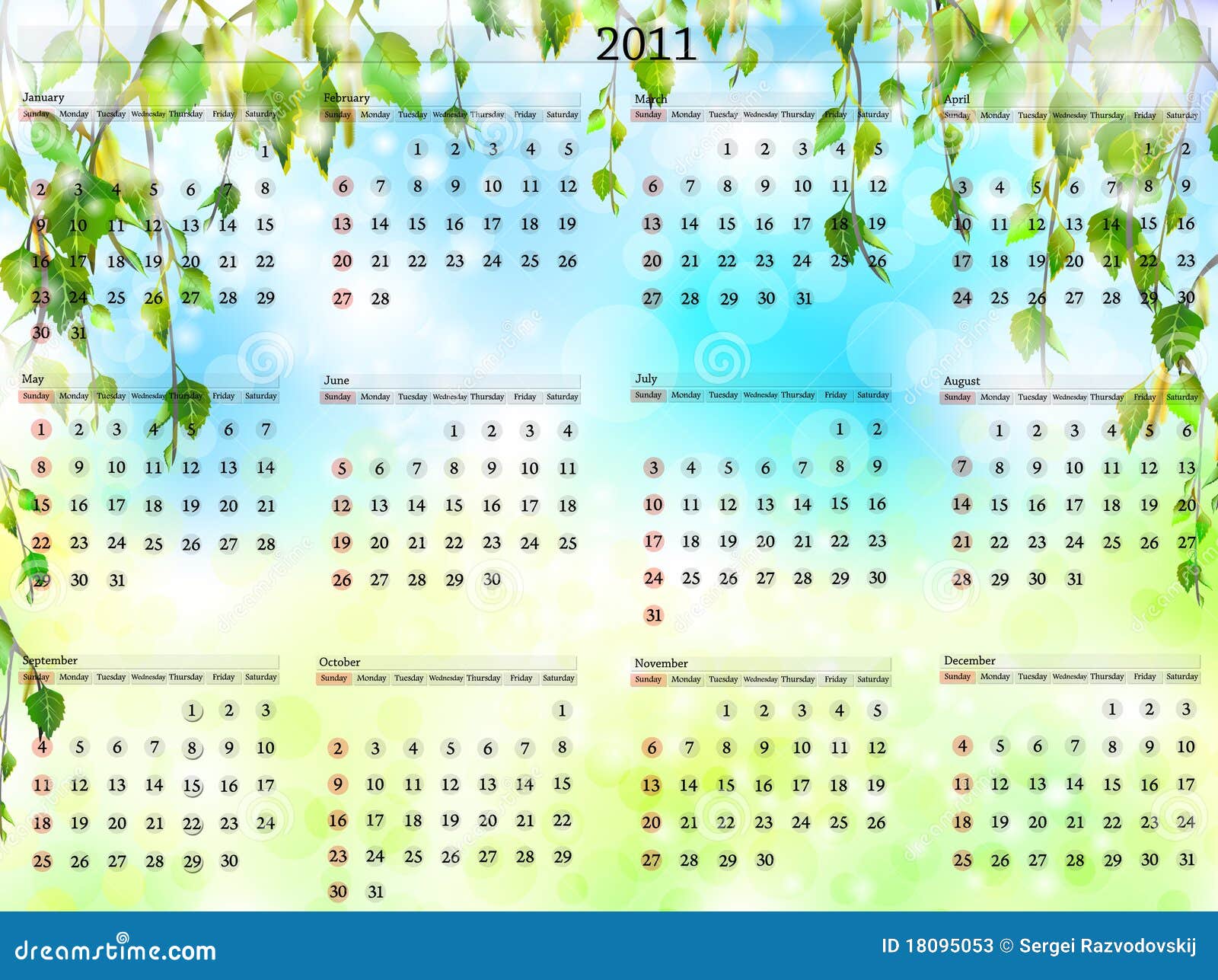 De kalender van 2011 vector illustratie. Illustration of tijdschema ...