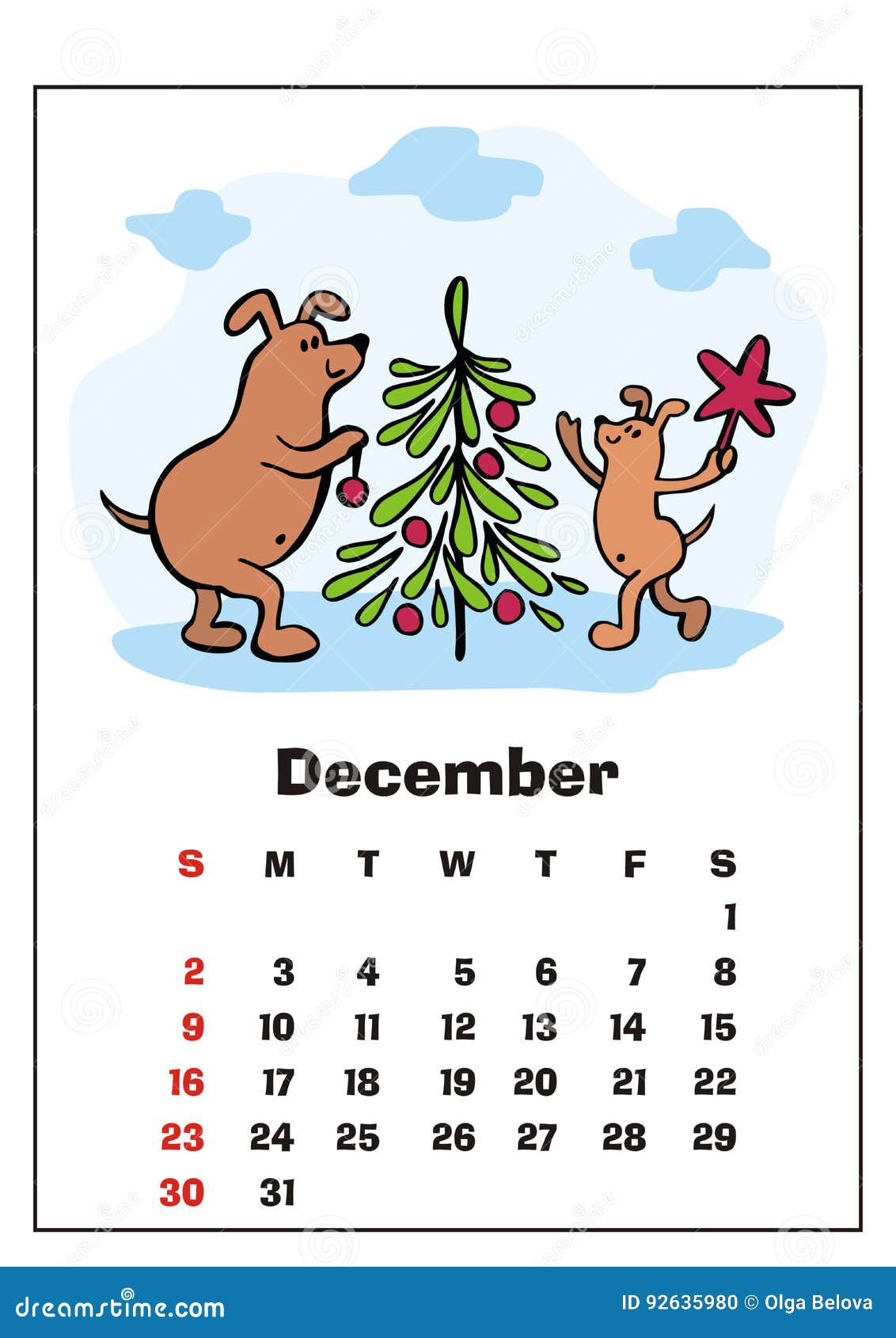 De Kalender Van December 2018 Vector Illustratie - Illustration of ...