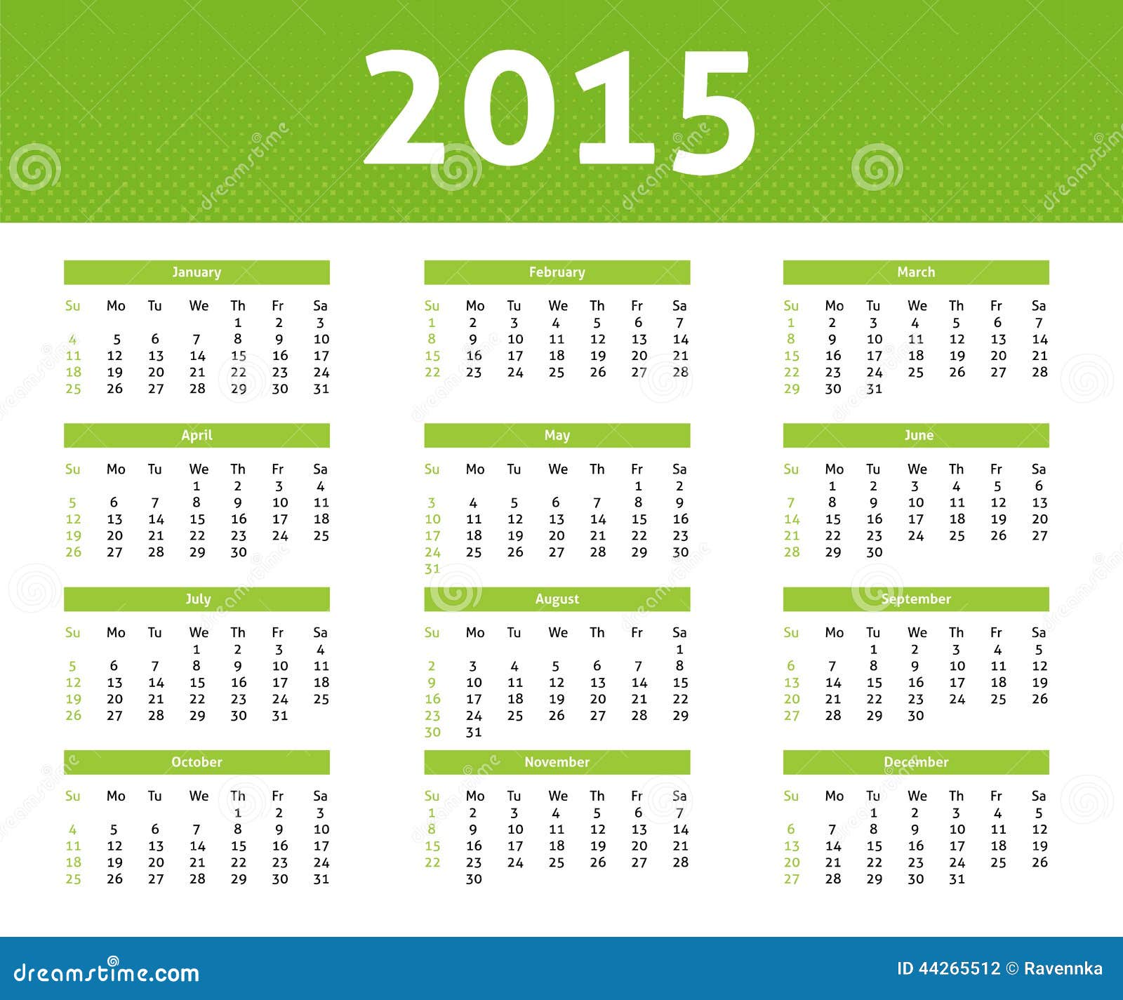 De Kalender Van 2015 Met Groen Halftone Effect Vector Illustratie ...