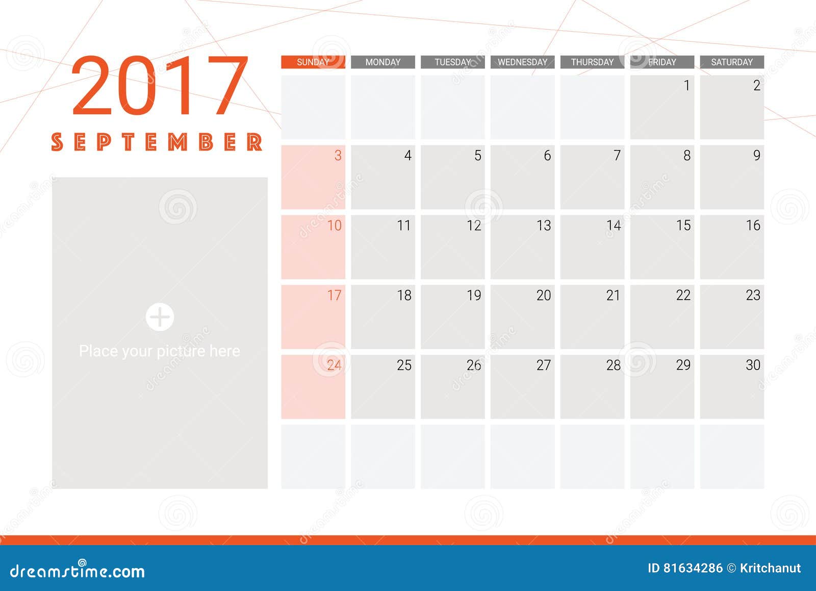 De Kalender Van September 2017 Vector Illustratie - Illustration of ...