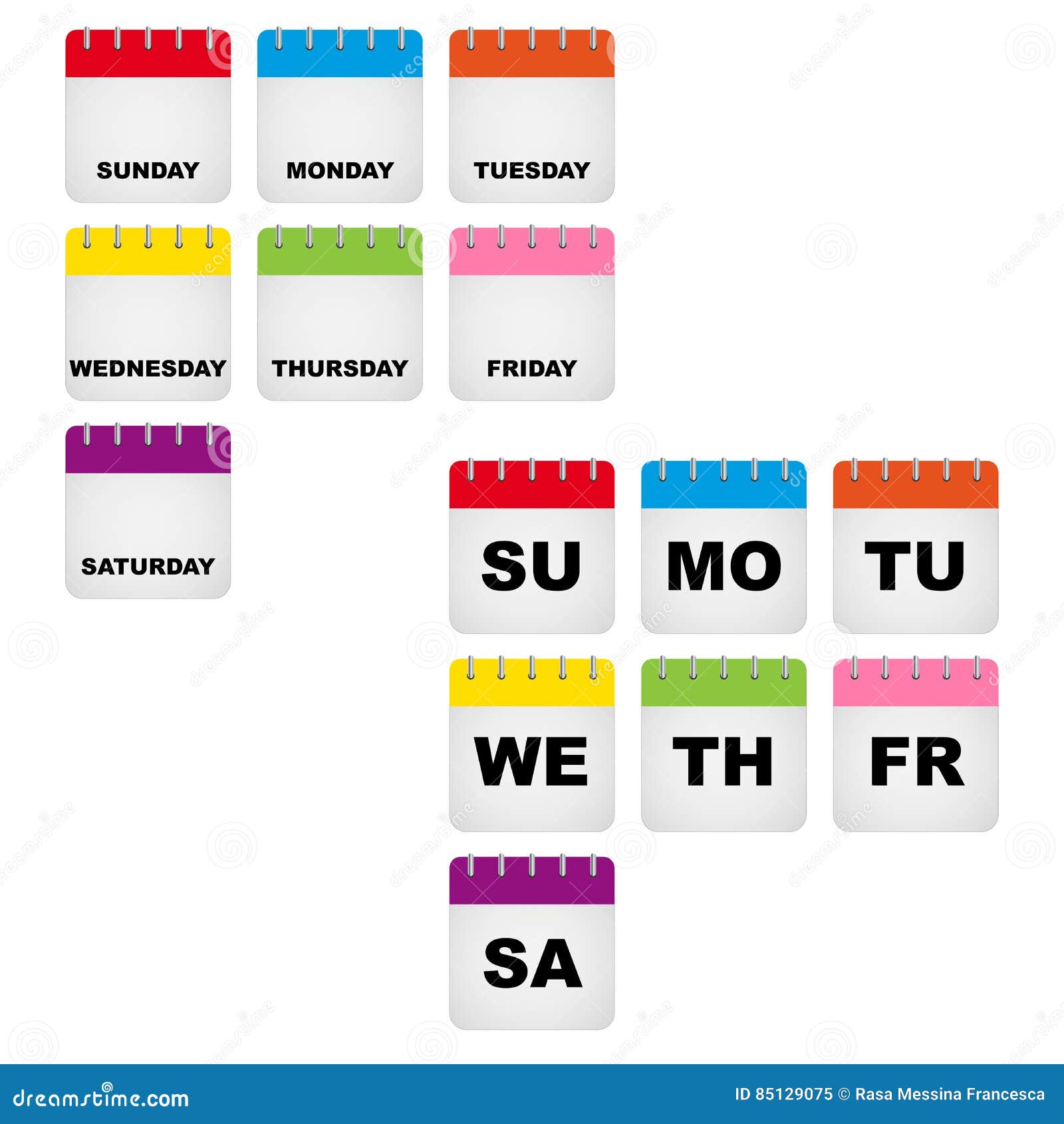 De Kalenderpictogrammen Van Weekdagen Vector Illustratie - Illustration ...