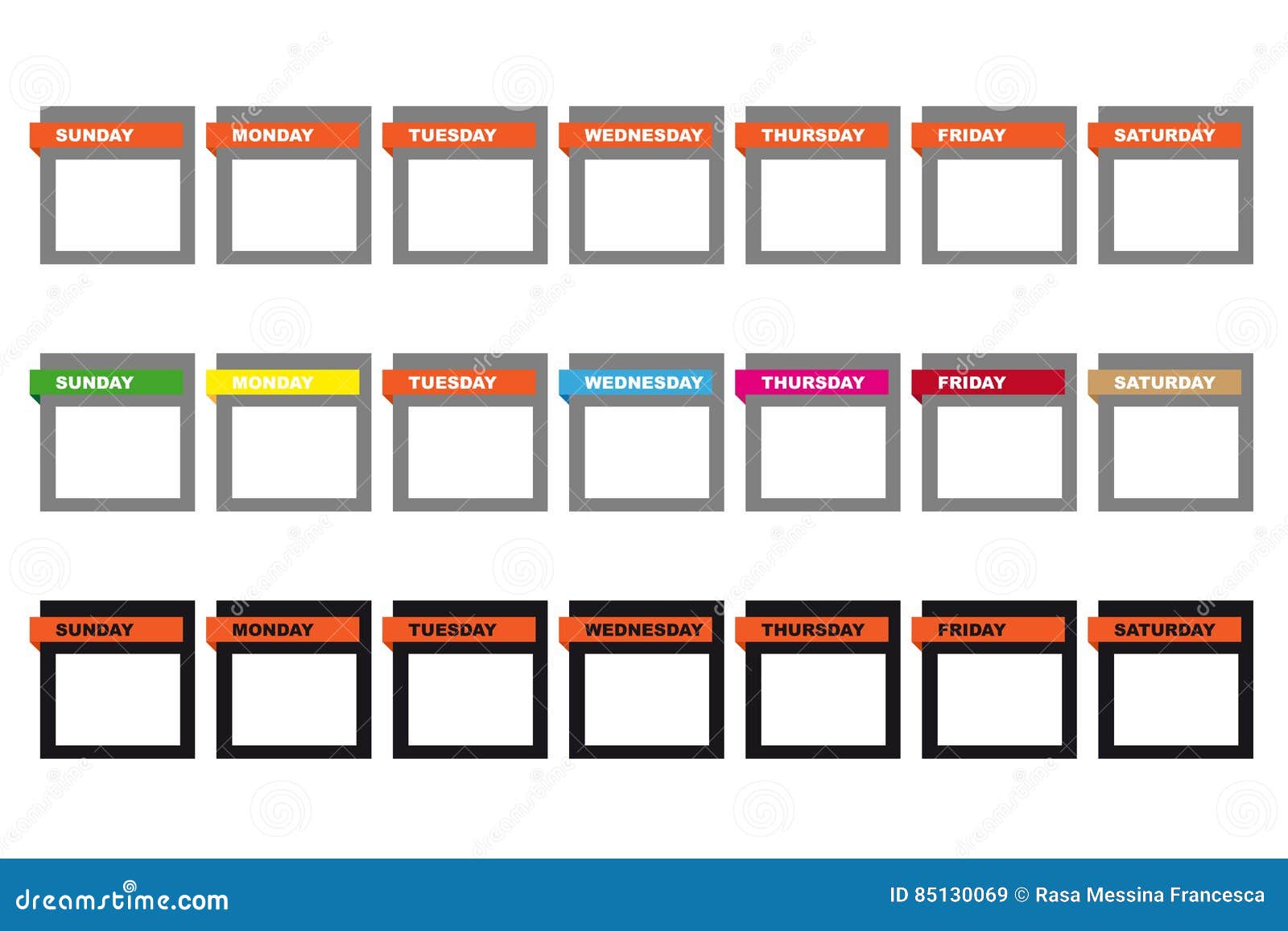 De Kalenderpictogrammen Van Weekdagen Vector Illustratie - Illustration ...