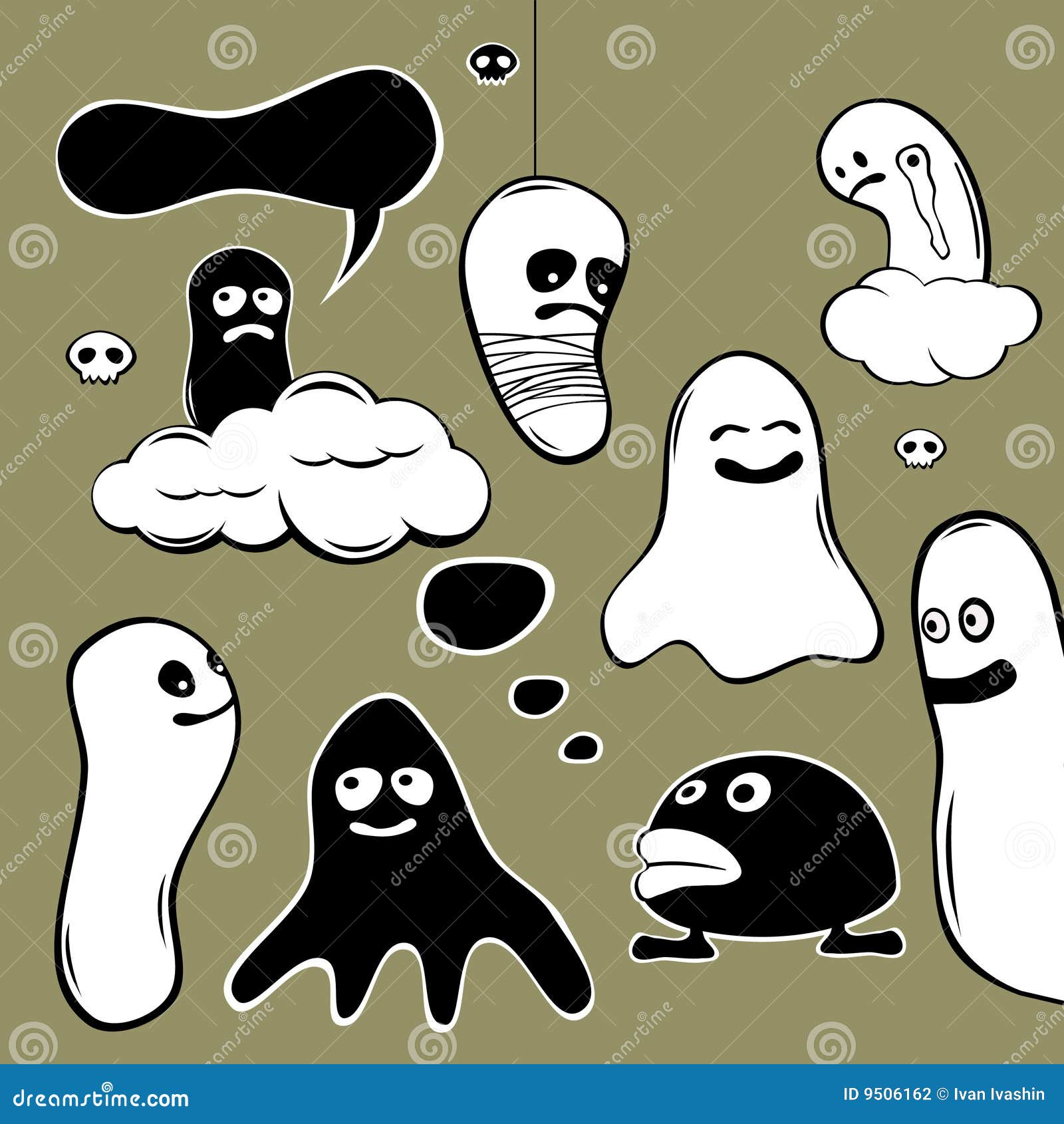 De Karakters van het spook vector illustratie. Illustration of denken ...