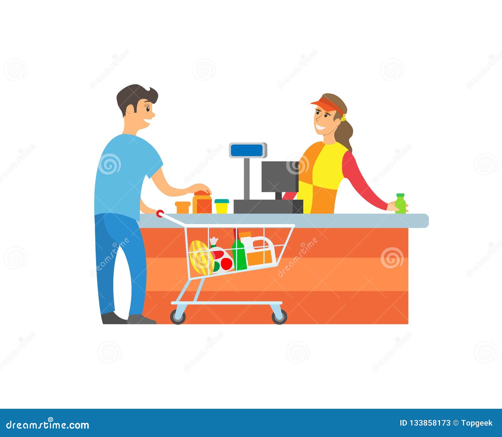 De Kassier Client Customer Vector Van De Supermarktopslag Vector ...