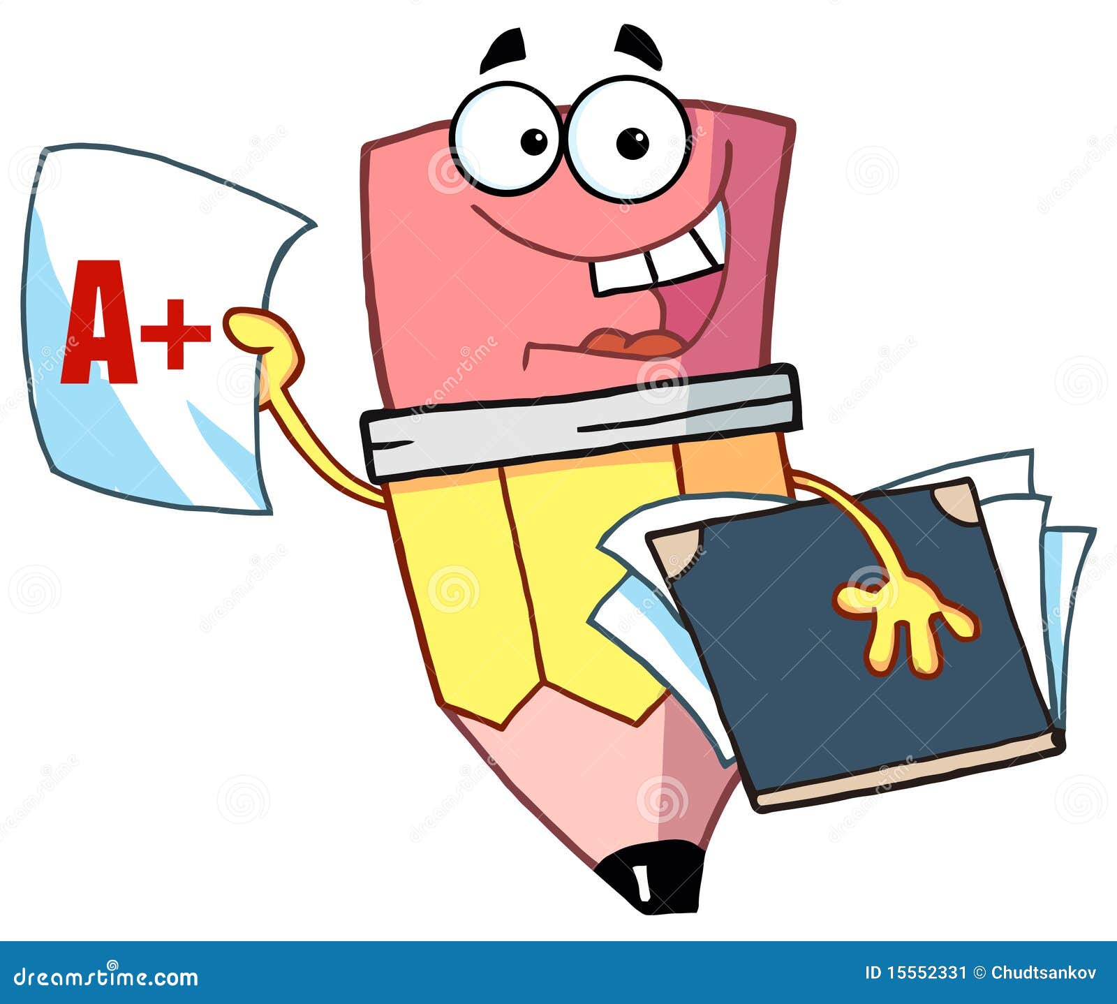 De Kerel Die Van Het Potlood a Plus Schoolrapport Houdt Vector ...