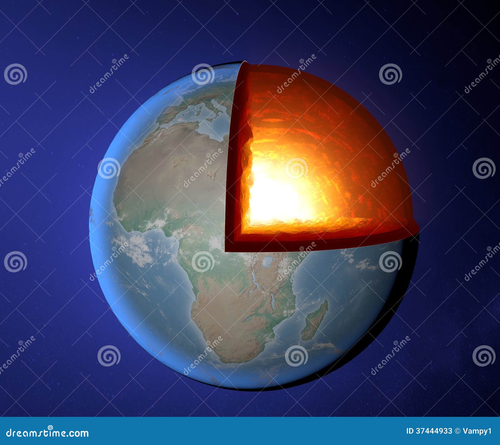 De Kern Van De Aarde, Aarde, Wereld, Spleet, Geofysica Stock ...
