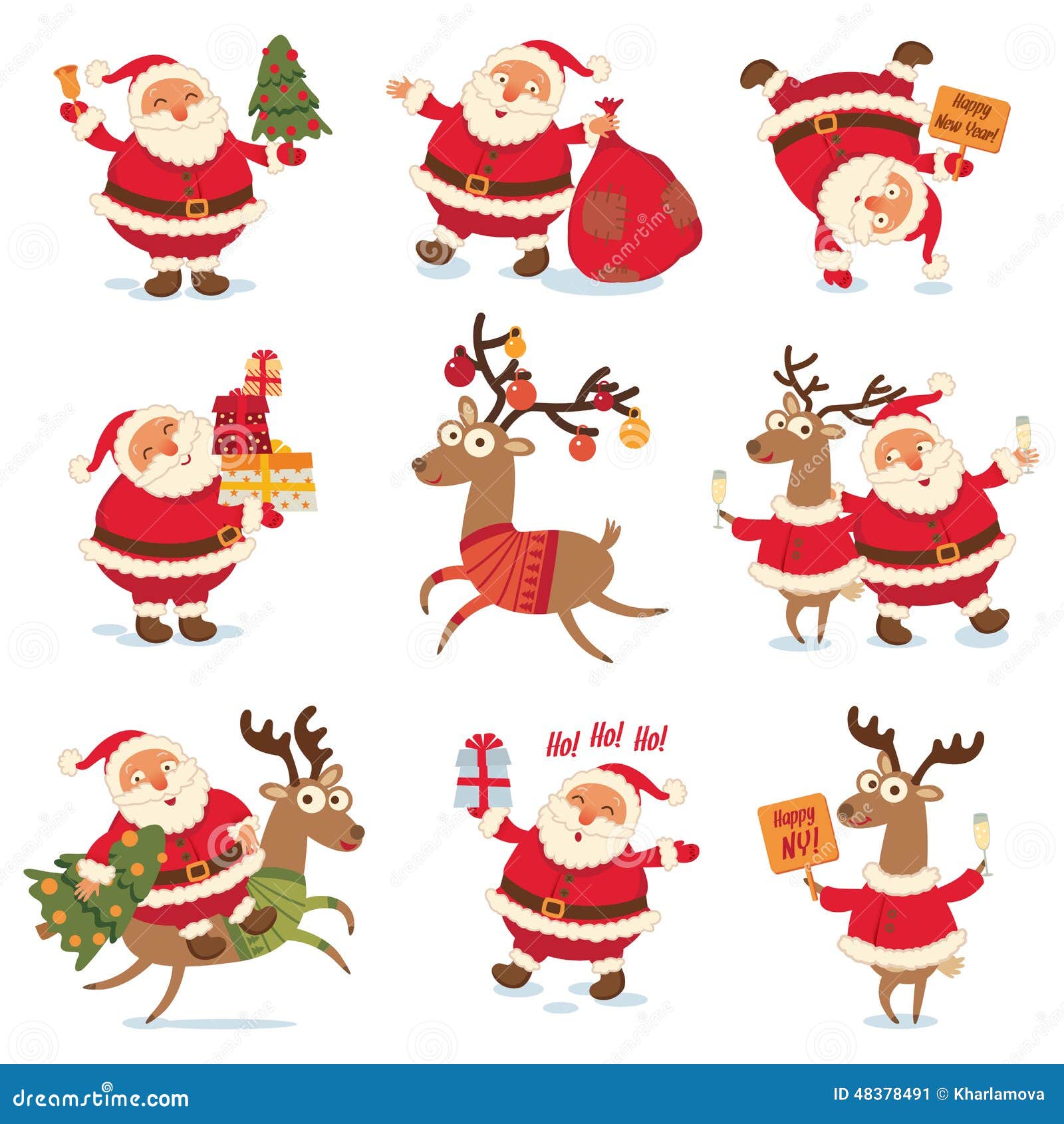 De Kerstman En Het Rendier Van Kerstmis Vector Illustratie ...