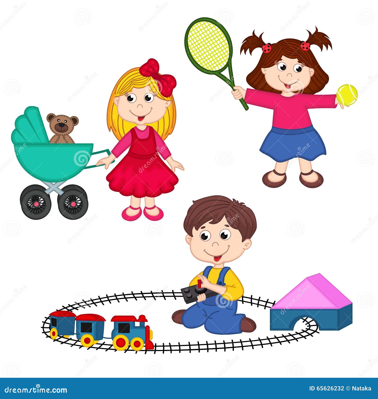 De Kinderen Spelen Met Speelgoed Vector Illustratie - Illustration of ...