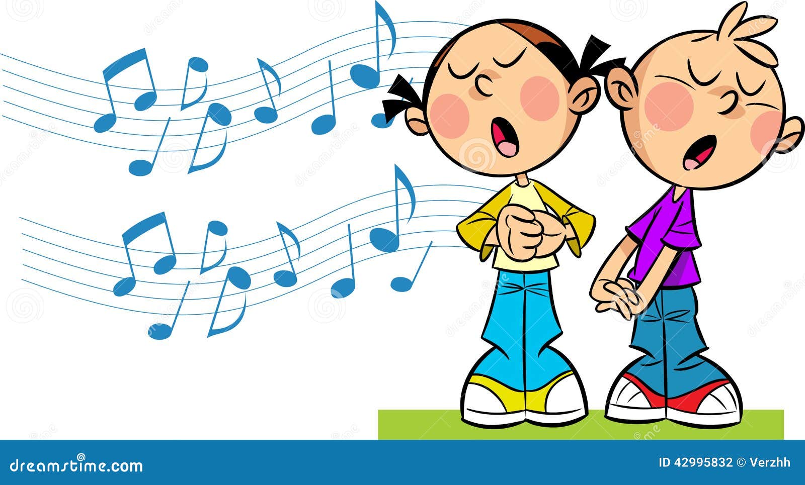 De kinderen zingen vector illustratie. Illustration of meisjes - 42995832