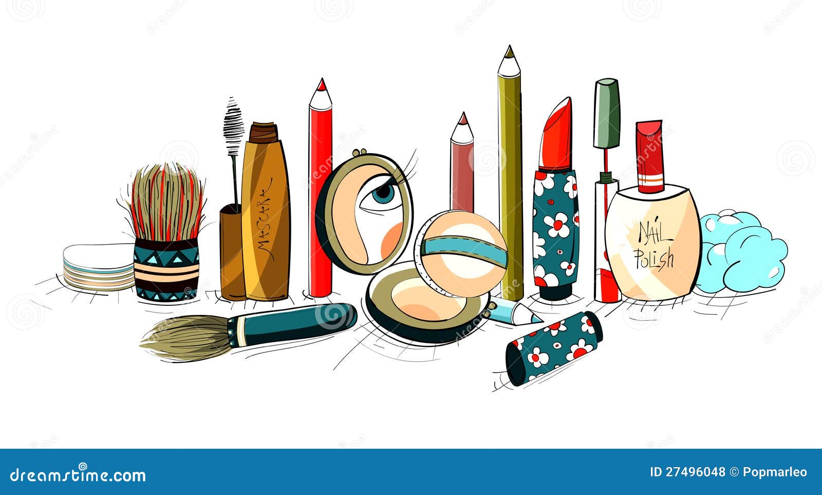 De Kleurrijke Tekening Van De Inzameling Van De Make-up Vector ... De Kleurrijke Tekening Van De Inzameling Van De Make-up Vector ...
