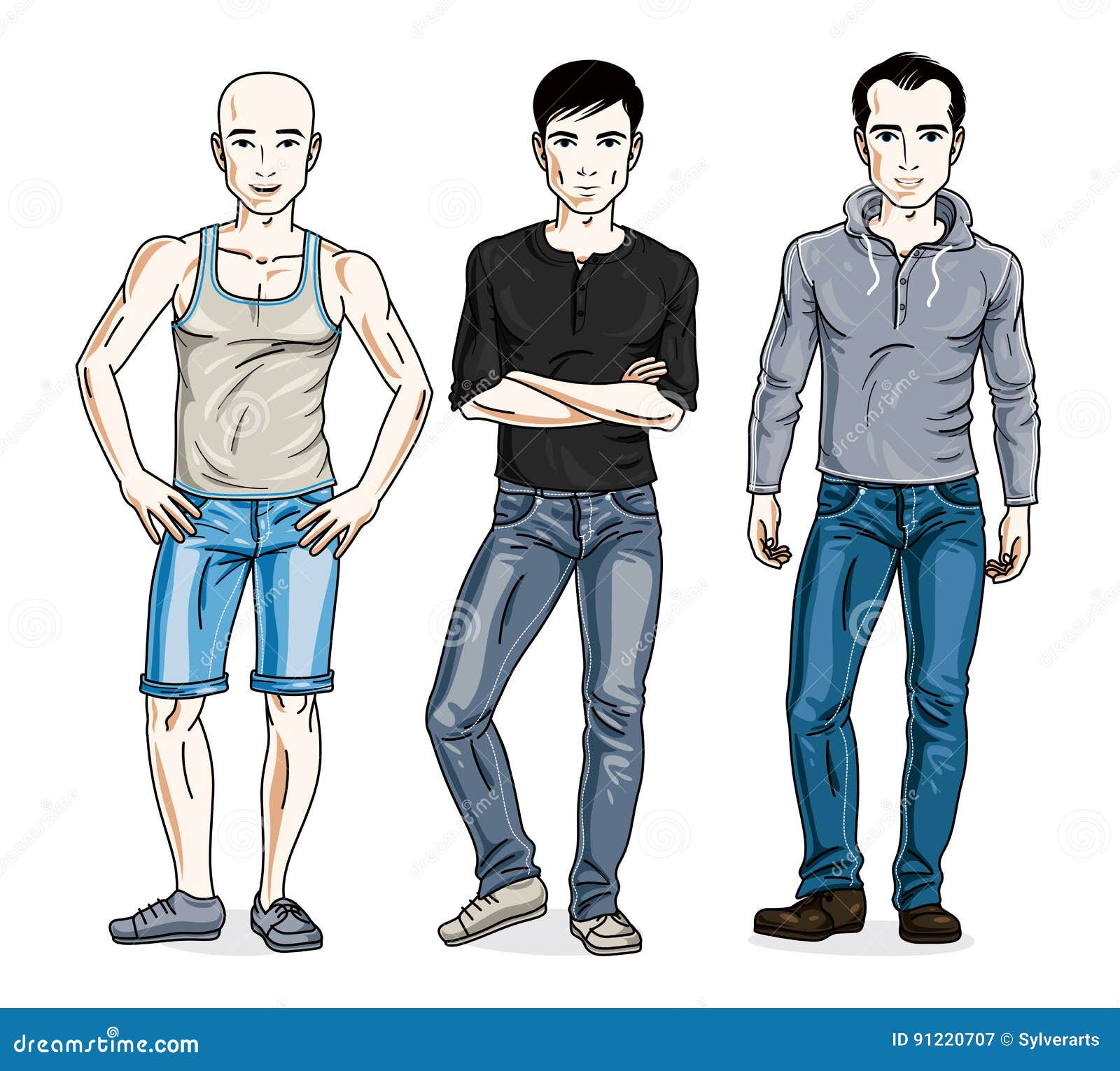 De Knappe Mensen Groeperen Status Dragend Modieuze Vrijetijdskleding ...