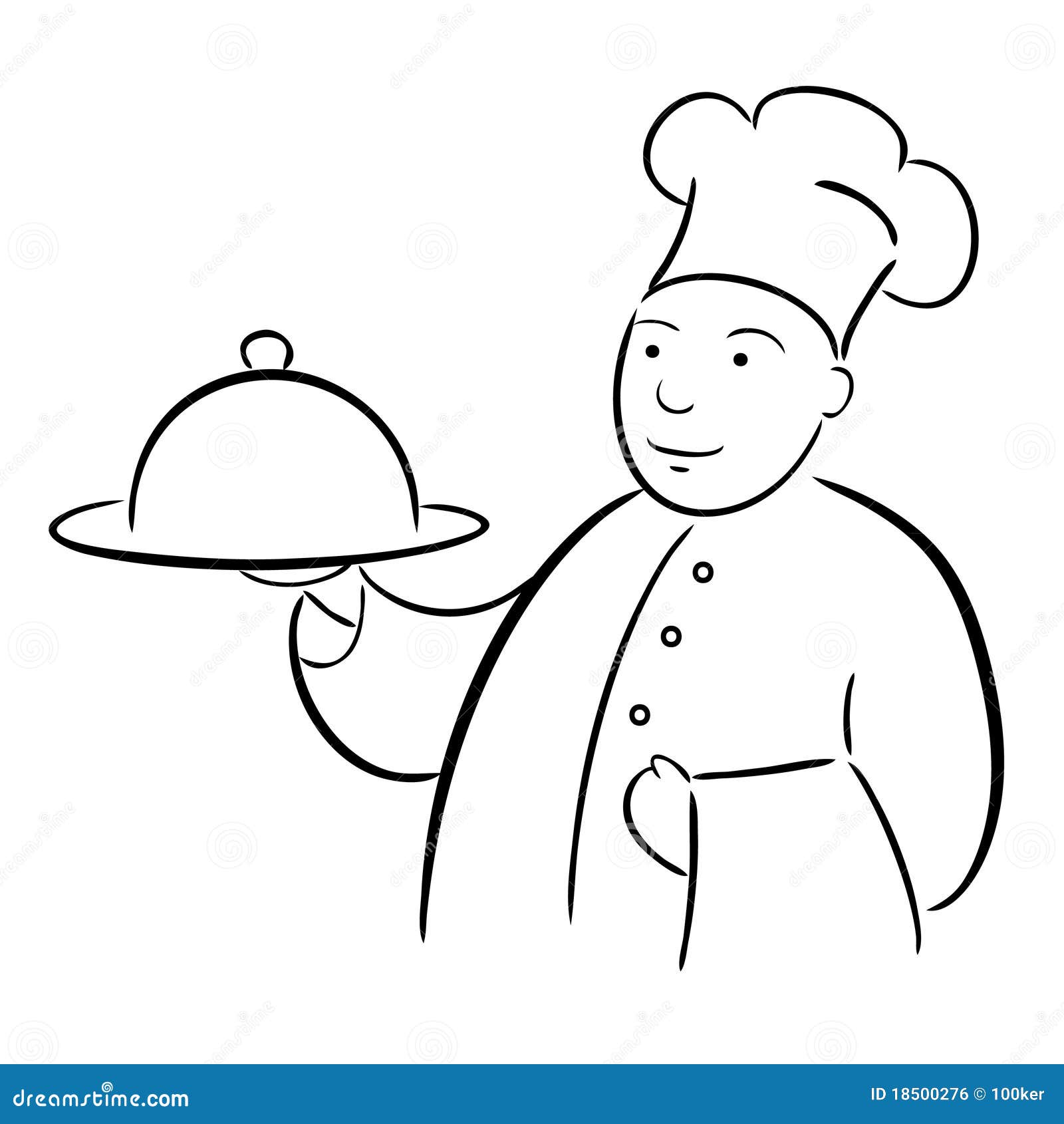 De Kok Van De Chef-kok Met Dienblad Vector Illustratie - Illustration ...