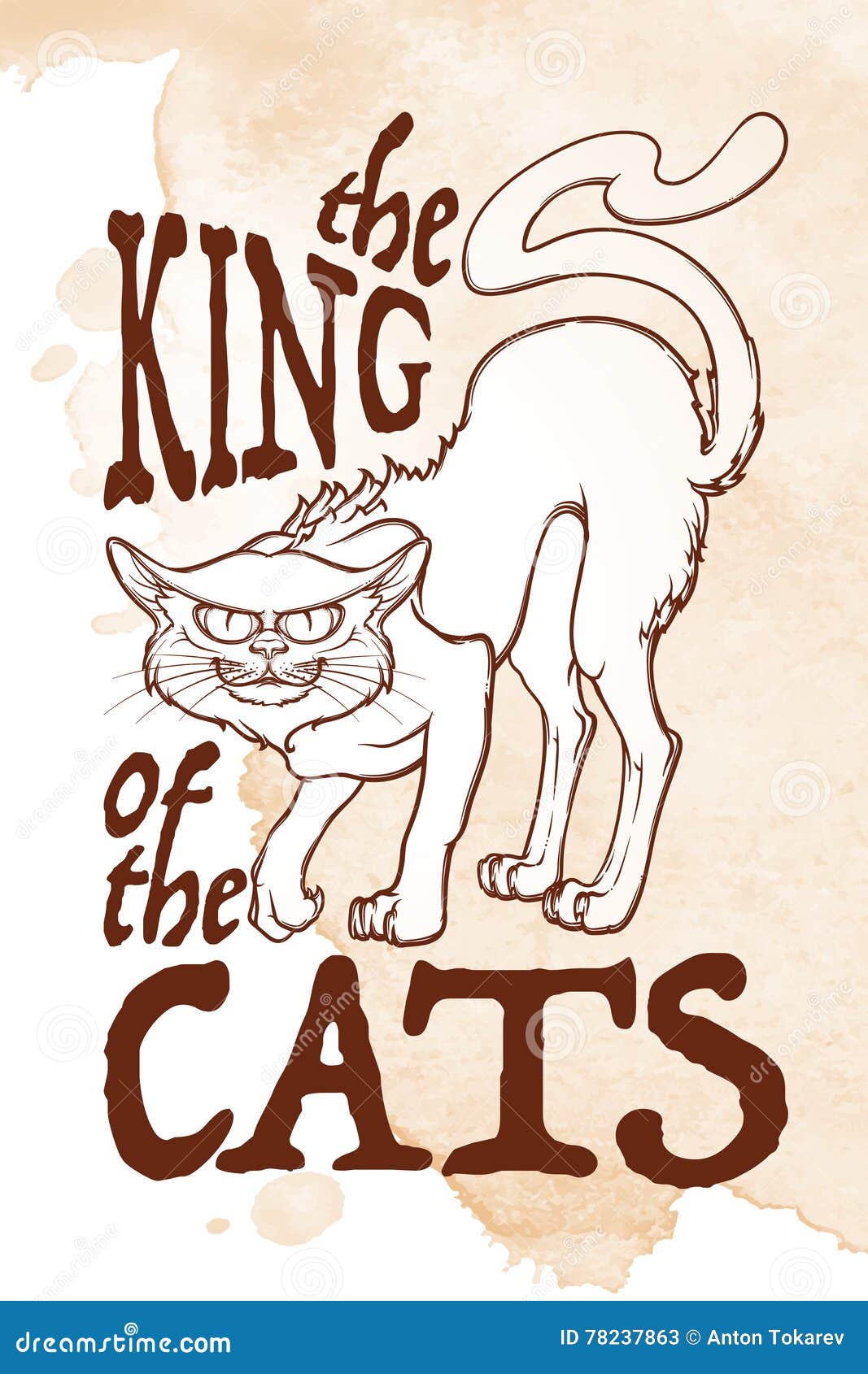 De Koning Van De Katten Retro Kaart Vector Illustratie - Illustration ...