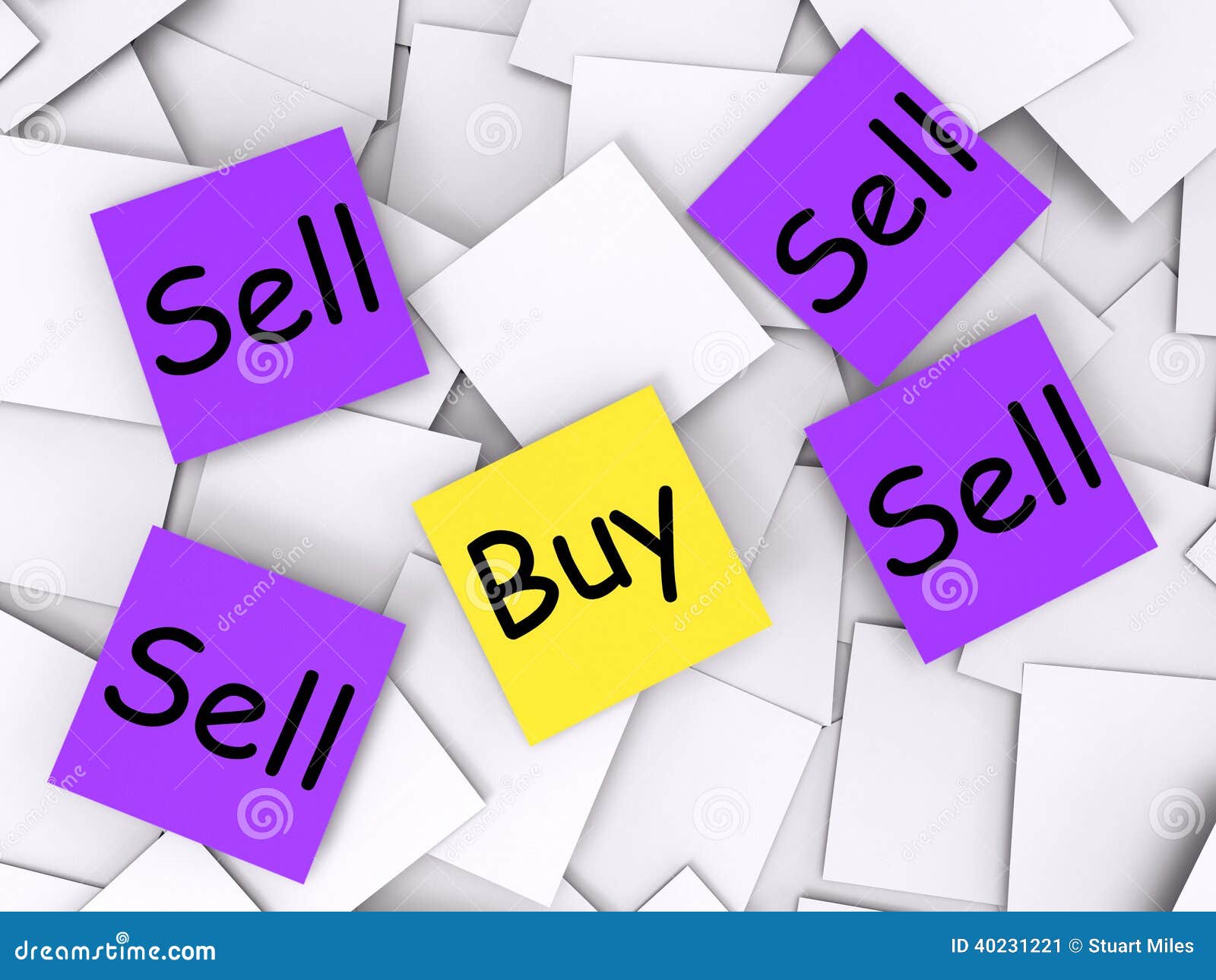 De Koop-verkoop Post-itnota's Tonen Handel En Stock Illustratie ...