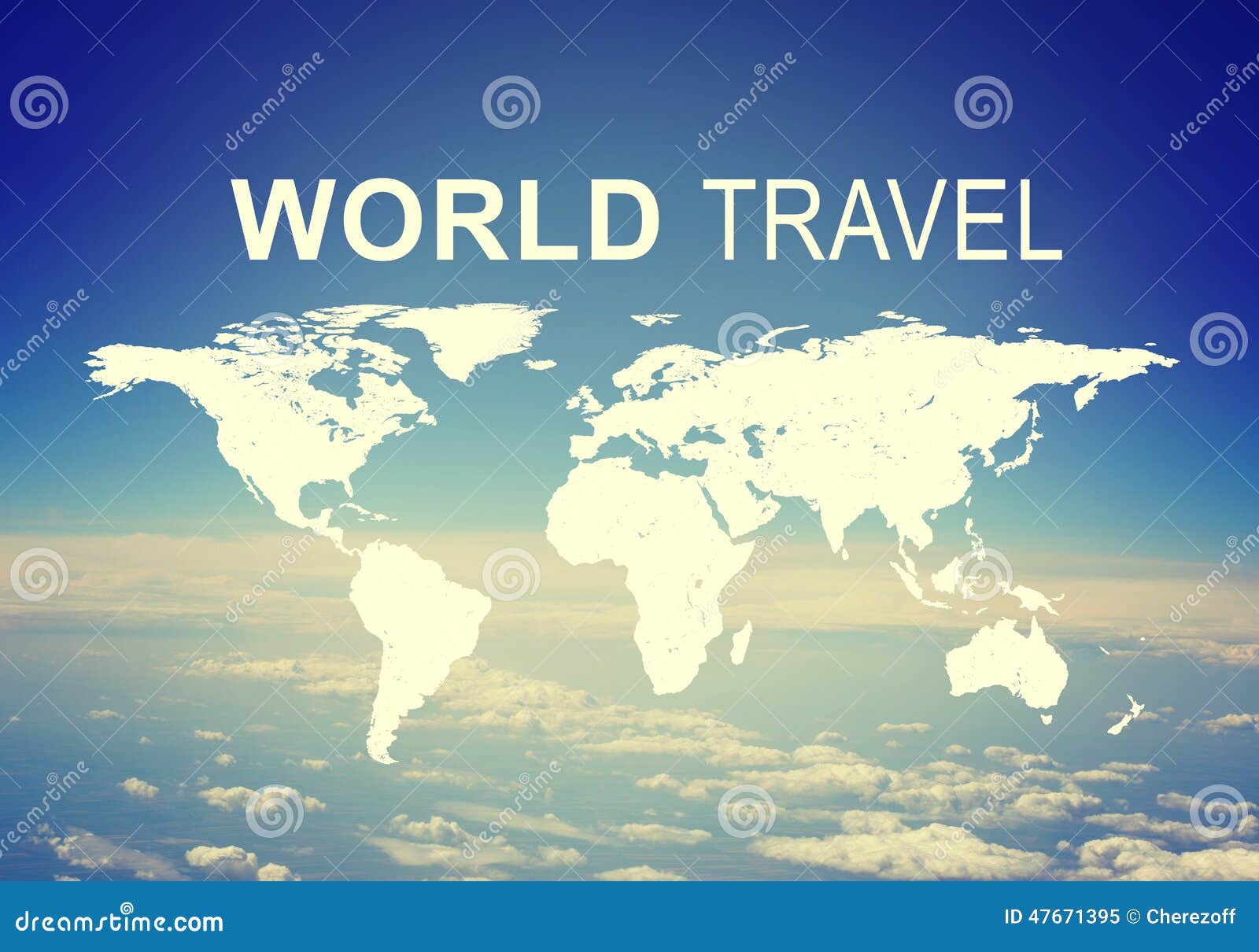 De Kopbal Van De Wereldreis Stock Afbeelding - Image of hemel, wolken ...