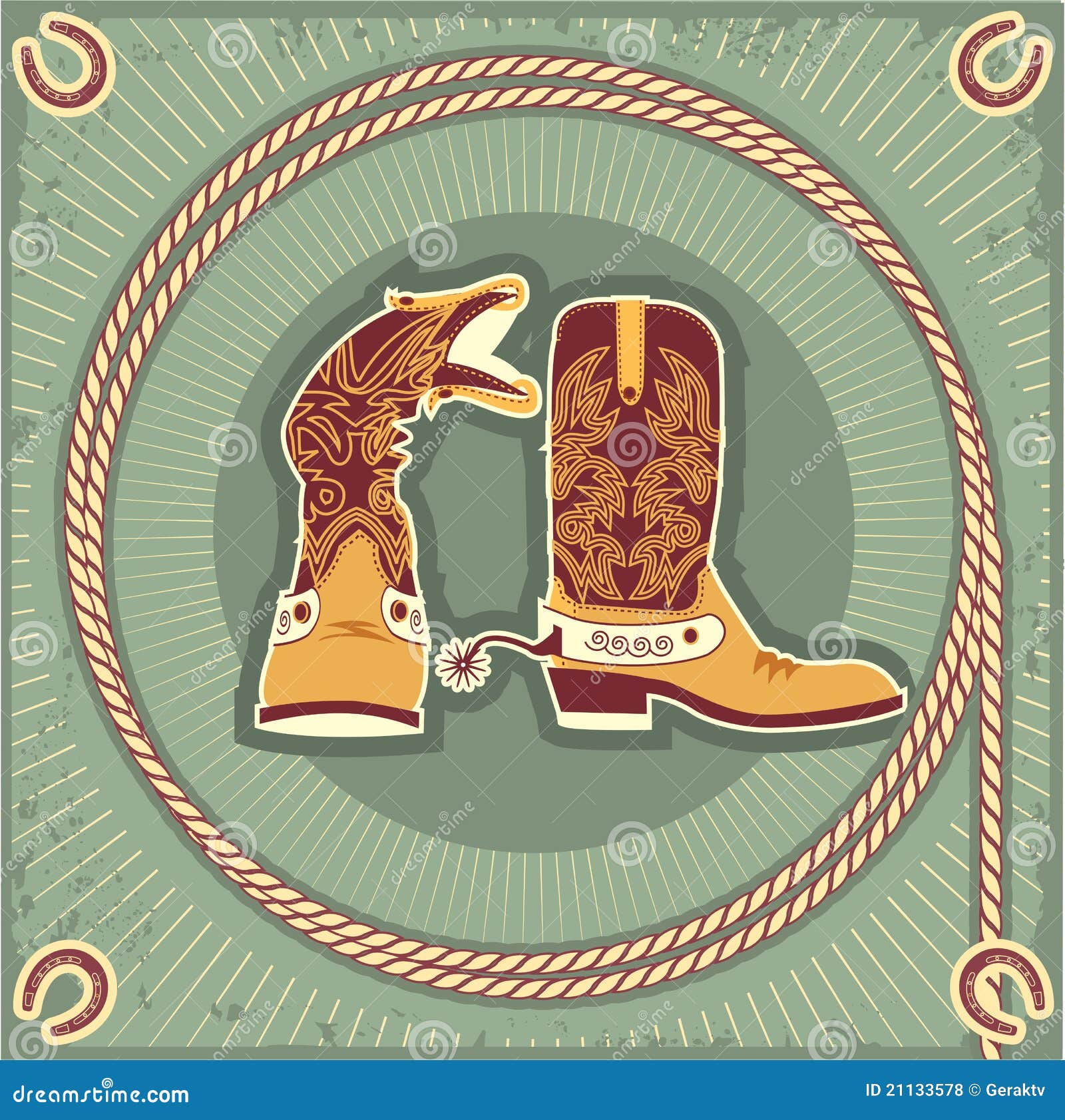 De Laarzen Van De Cowboy. Wijnoogst Vector Illustratie - Illustration ...