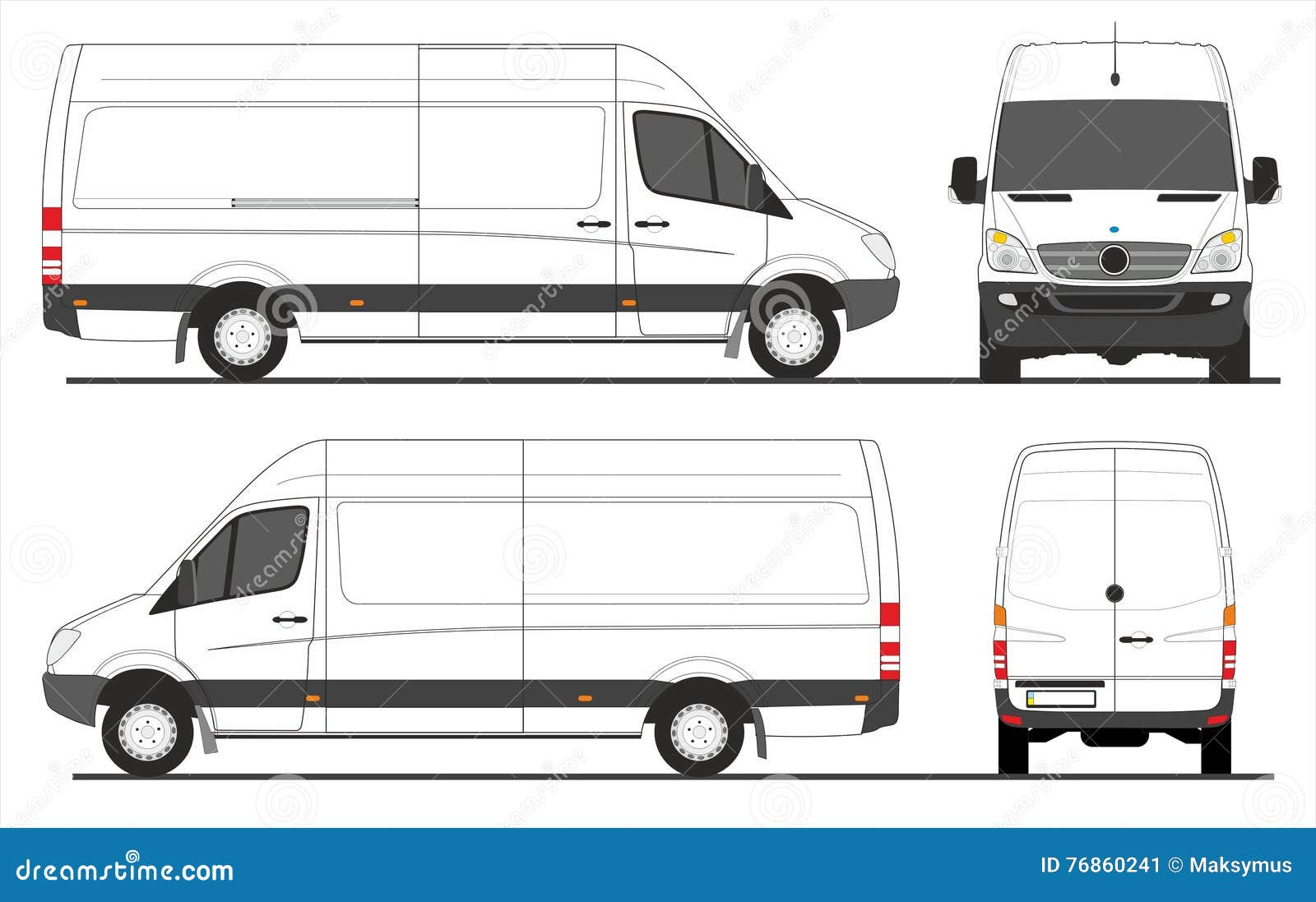 De Lange Wielbasis Van De Sprinterbestelwagen Vector Illustratie ...