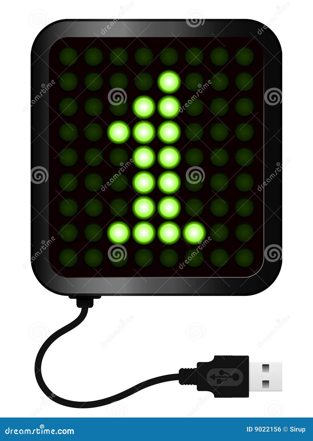 De LEIDENE Vertoning Toont Cijfer 1 - Kabel USB Vector Illustratie ...