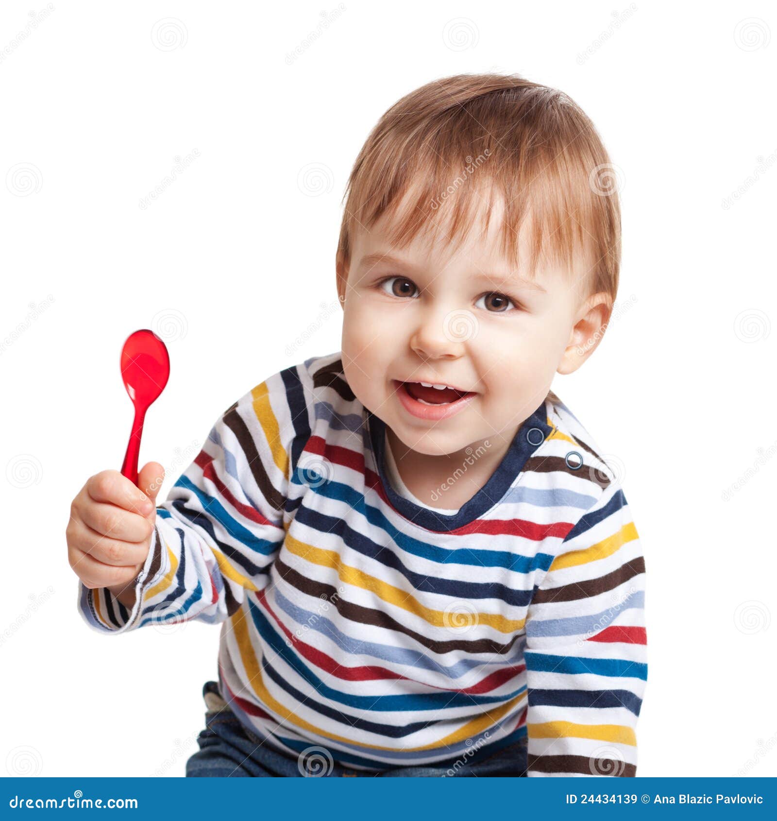 De Lepel Van De Babyholding Stock Afbeelding - Image of baby, jongen ...