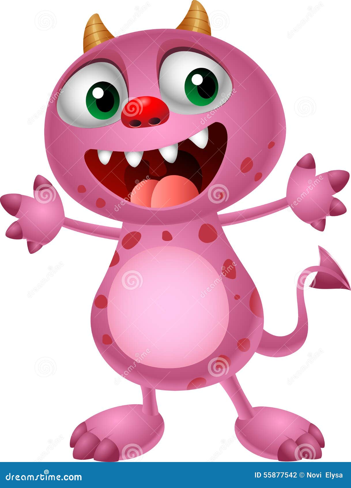 De Leuke Golvende Hand Van Het Beeldverhaal Roze Monster Vector ...