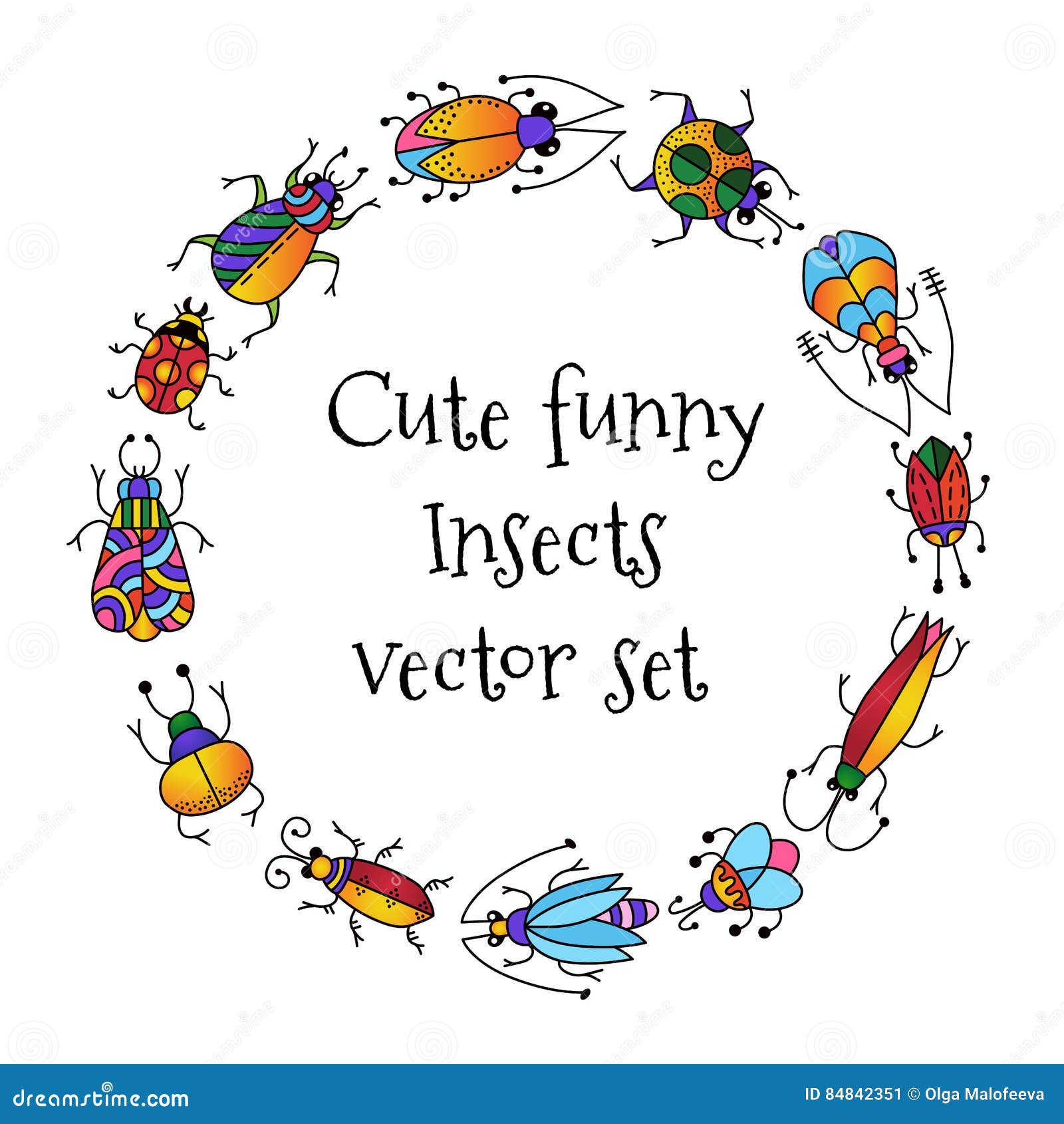 De Leuke Grappige Insecten Van Insectenkevers Om Kadergrens Vector ...