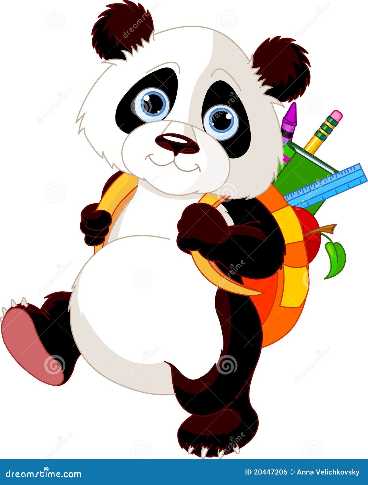De Leuke Panda Gaat Naar School Vector Illustratie - Illustration of ...