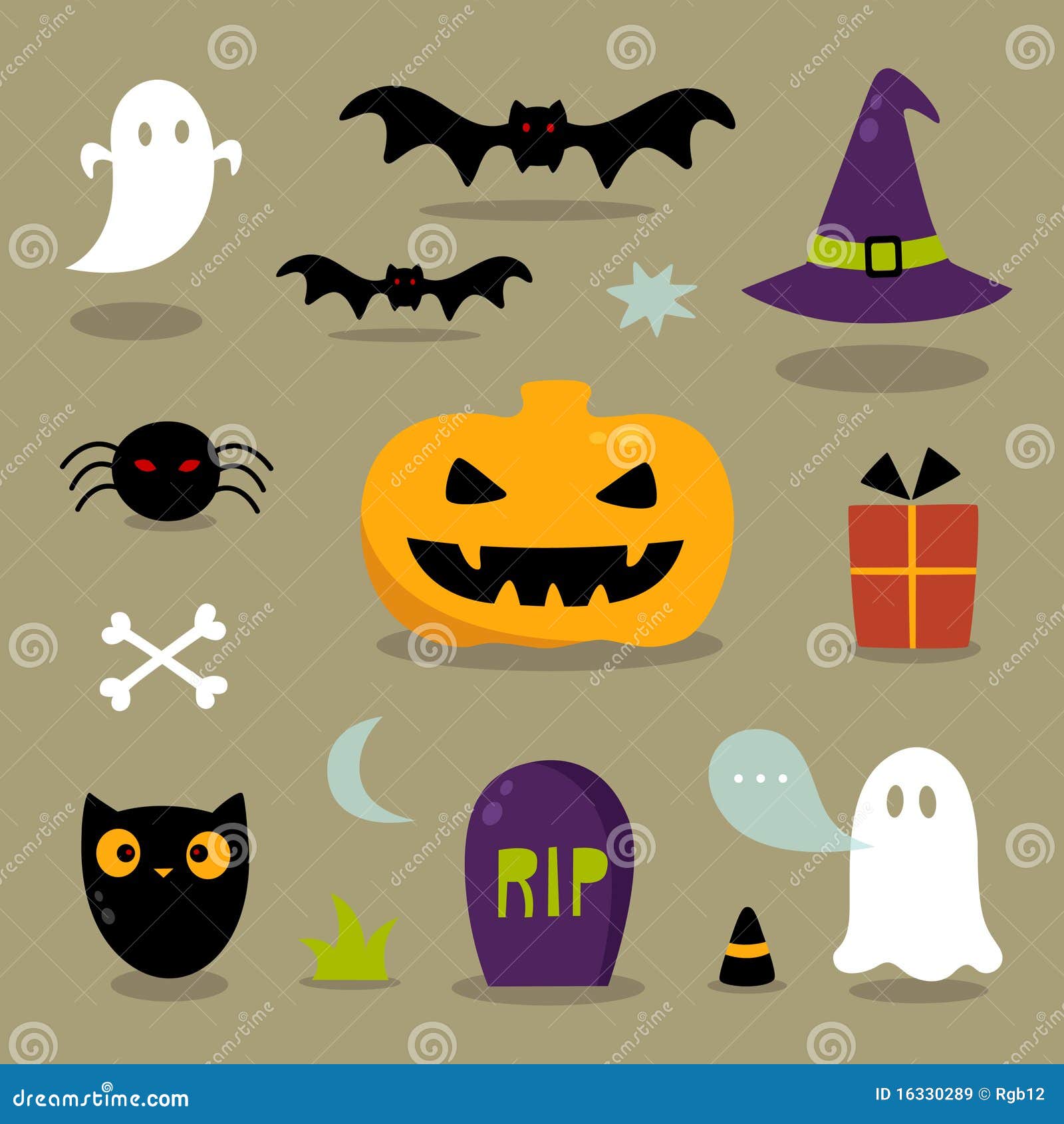 De Leuke Pictogrammen Van Halloween Vector Illustratie - Illustration ...
