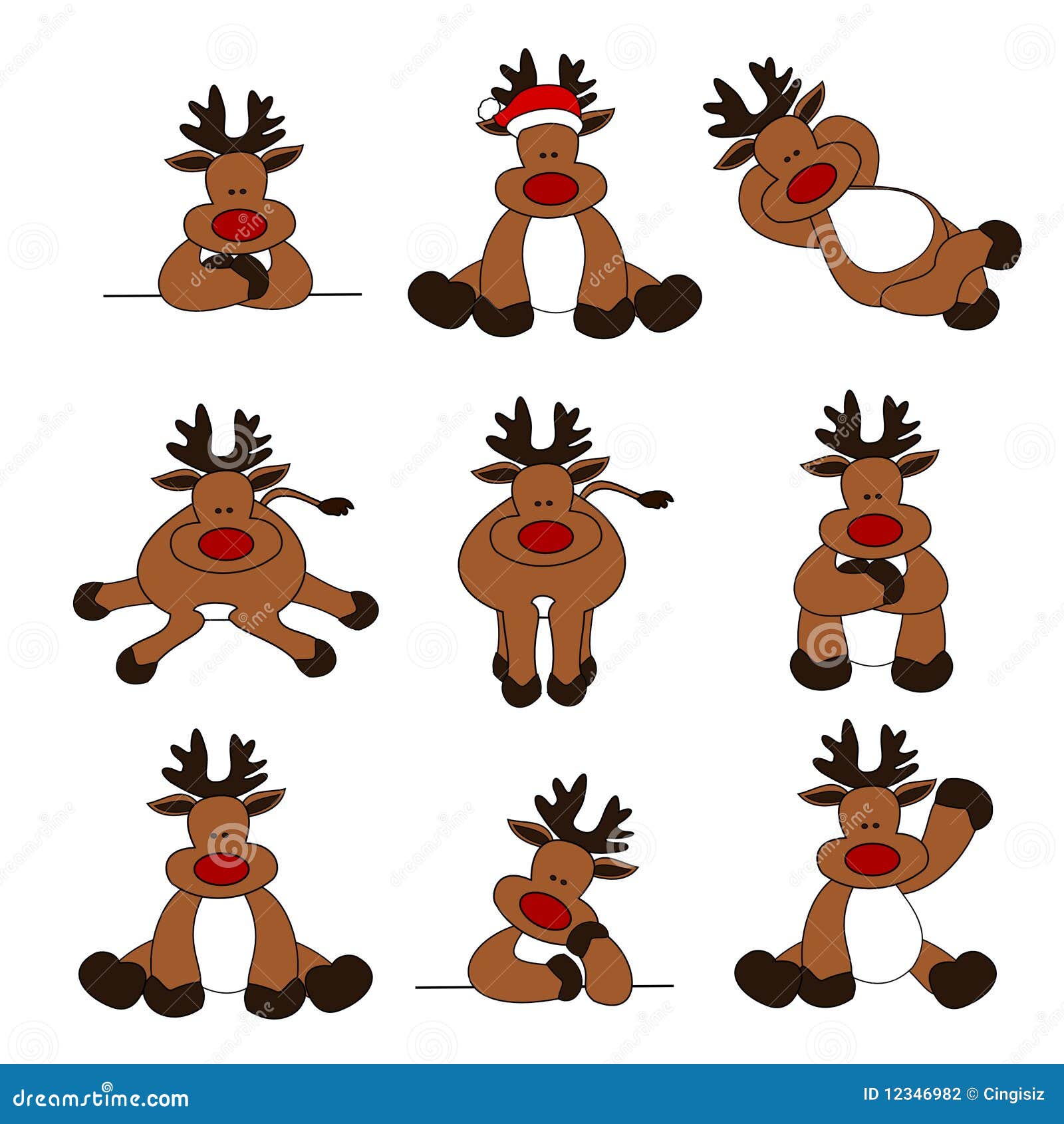 De Leuke Reeks Van Het Rendier Van Kerstmis Vector Illustratie ...