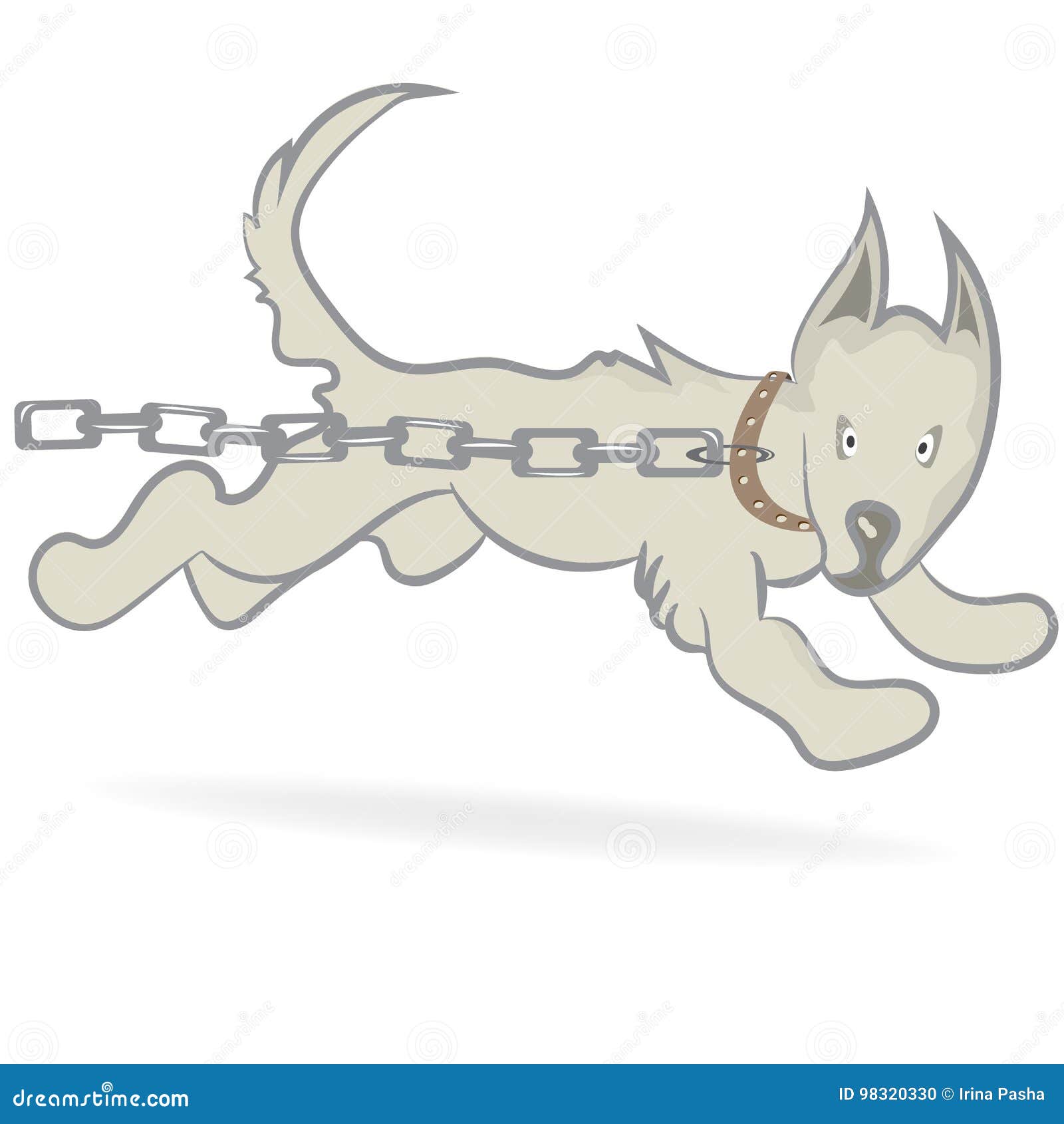 De Lopende Hond Met Een Ketting Vector Illustratie - Illustration of ...