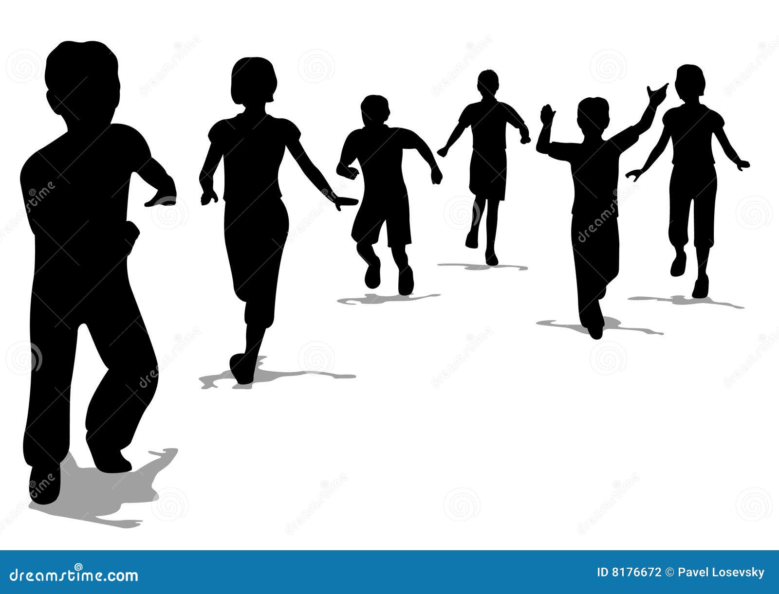 De Lopende Kinderen Silhouetteren, Vector Stock Illustratie ...