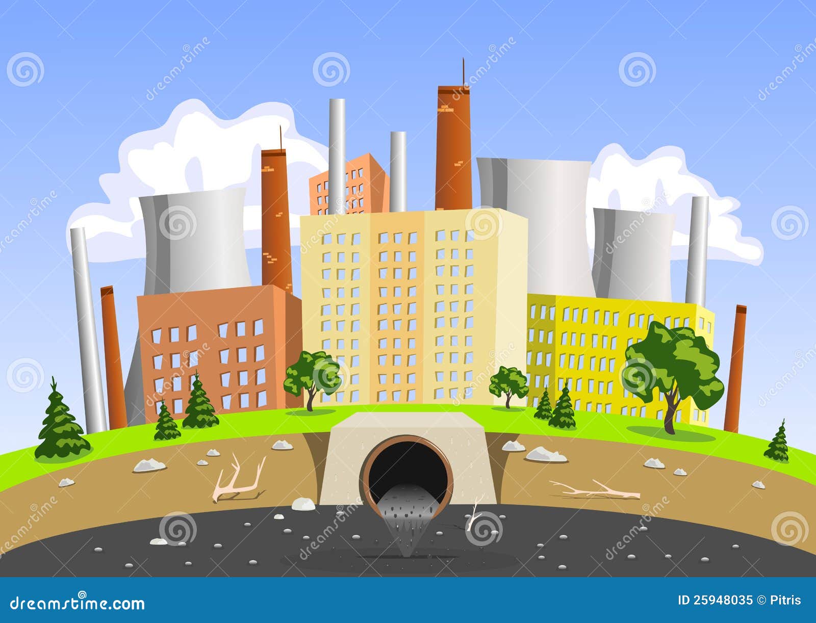 De Lucht En De Watervervuiling Van De Fabriek Vector Illustratie ...