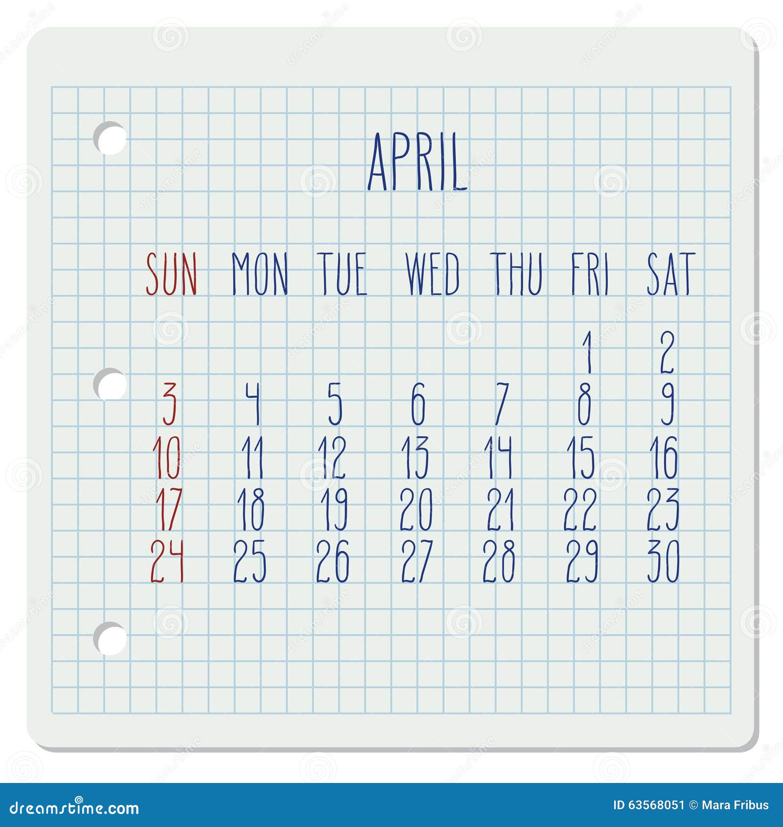 De Maandelijkse Kalender Van April 2016 Vector Illustratie ...