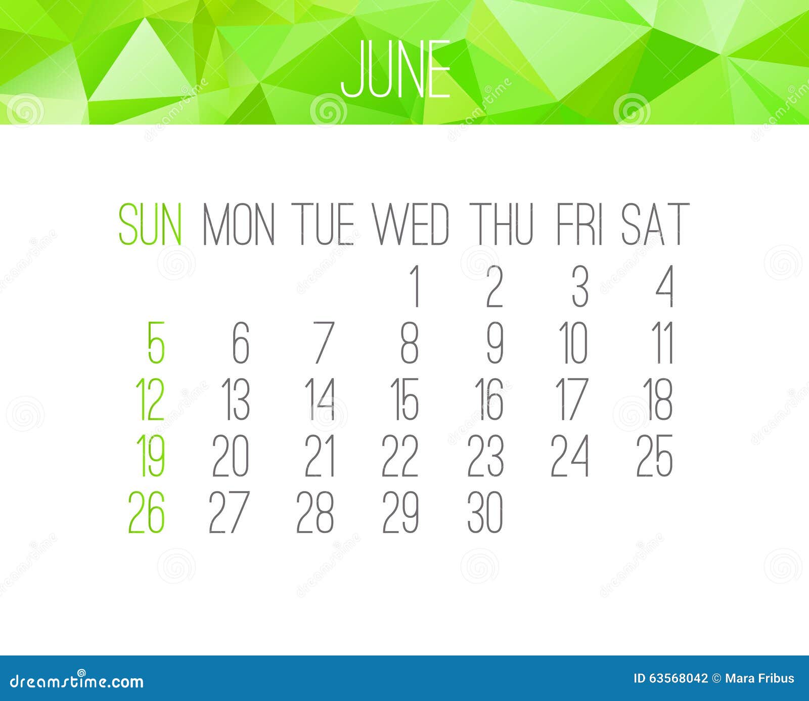 De Maandelijkse Kalender Van Juni 2016 Vector Illustratie ...