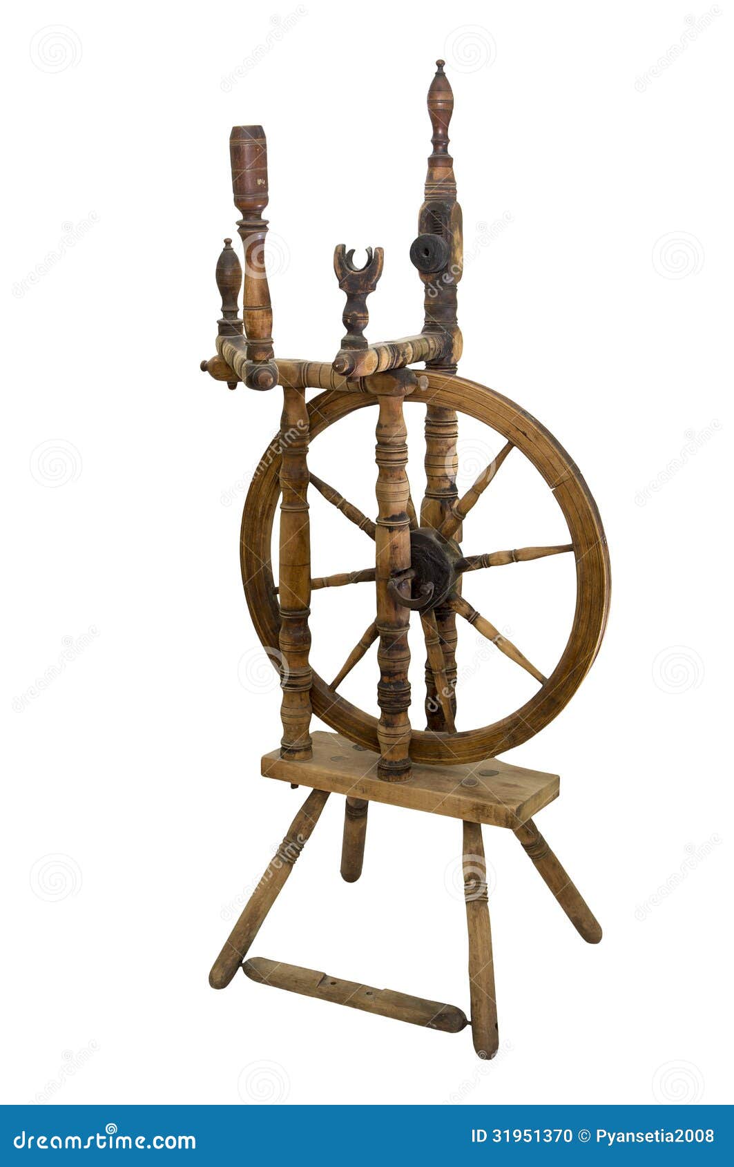 De Madera Antiguo Una Rueca Foto de archivo - Imagen de hilo, manual ...