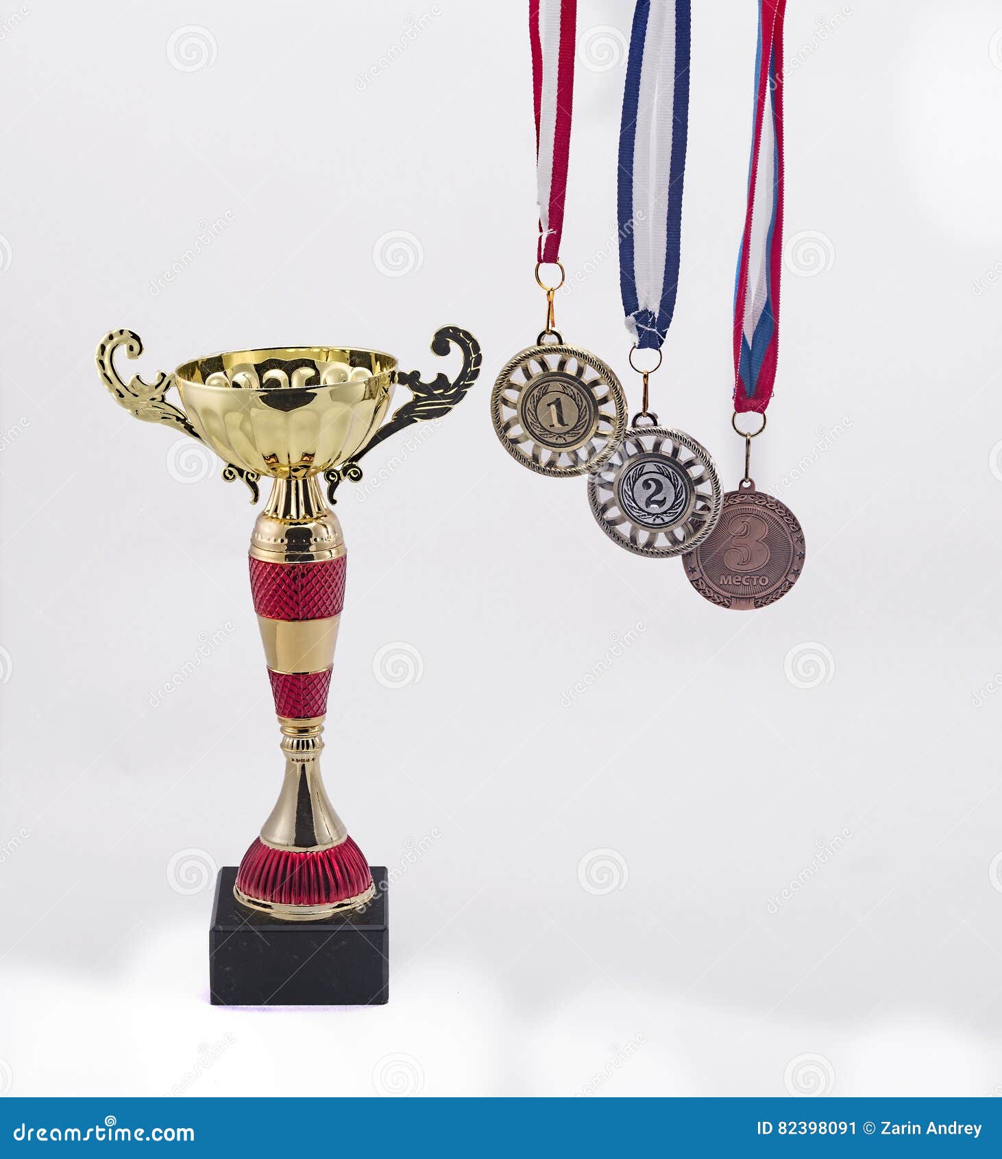 De Medailles En De Trofee Van Sporten Stock Afbeelding - Image of ...