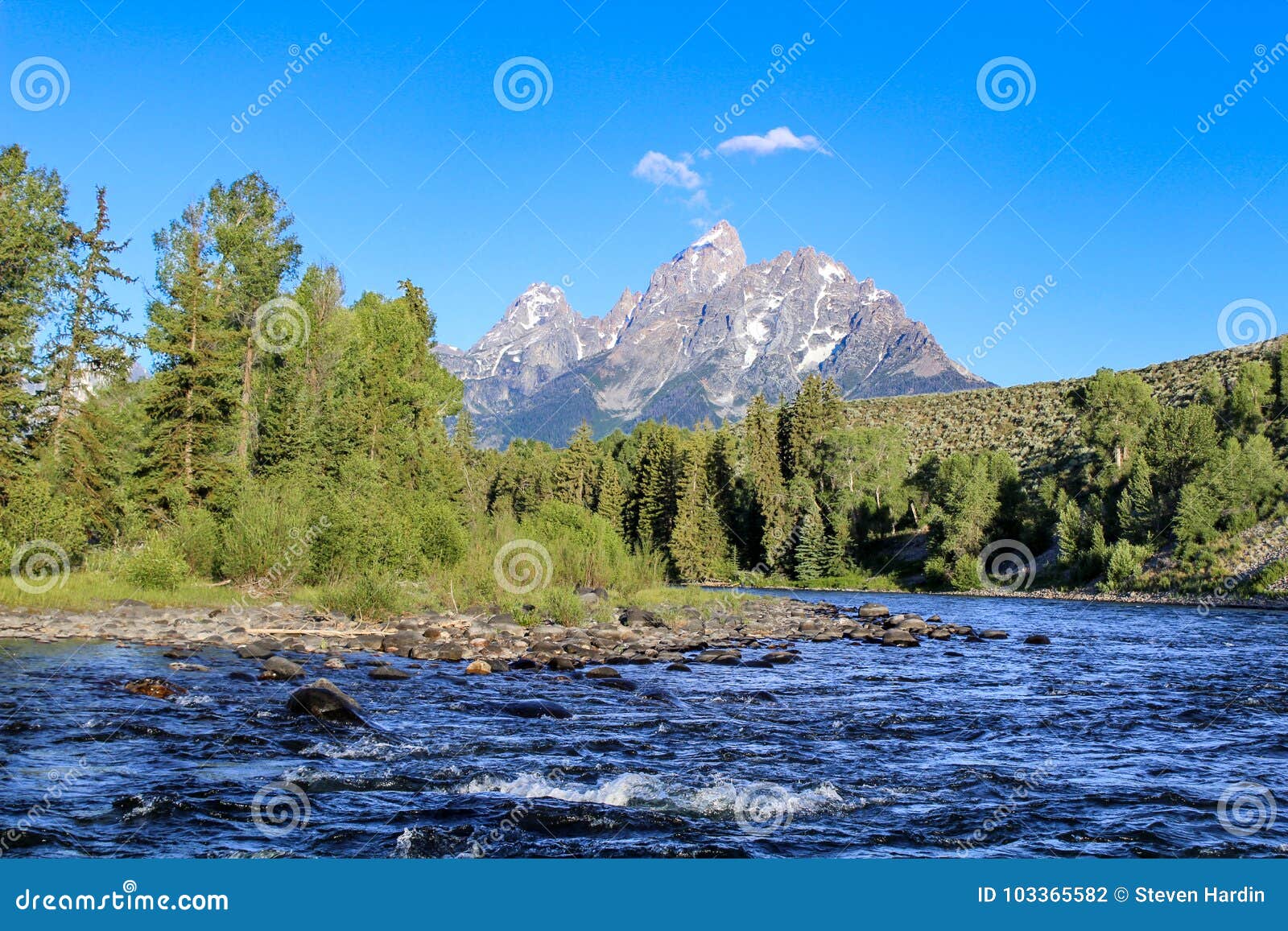 De Mening Van Grand Teton Van Slangrivier Stock Foto - Image of ontruim ...
