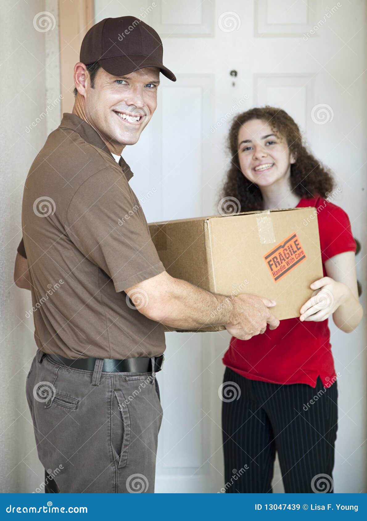 De Mens Van De Levering En Tevreden Klant Stock Afbeelding - Image of ...