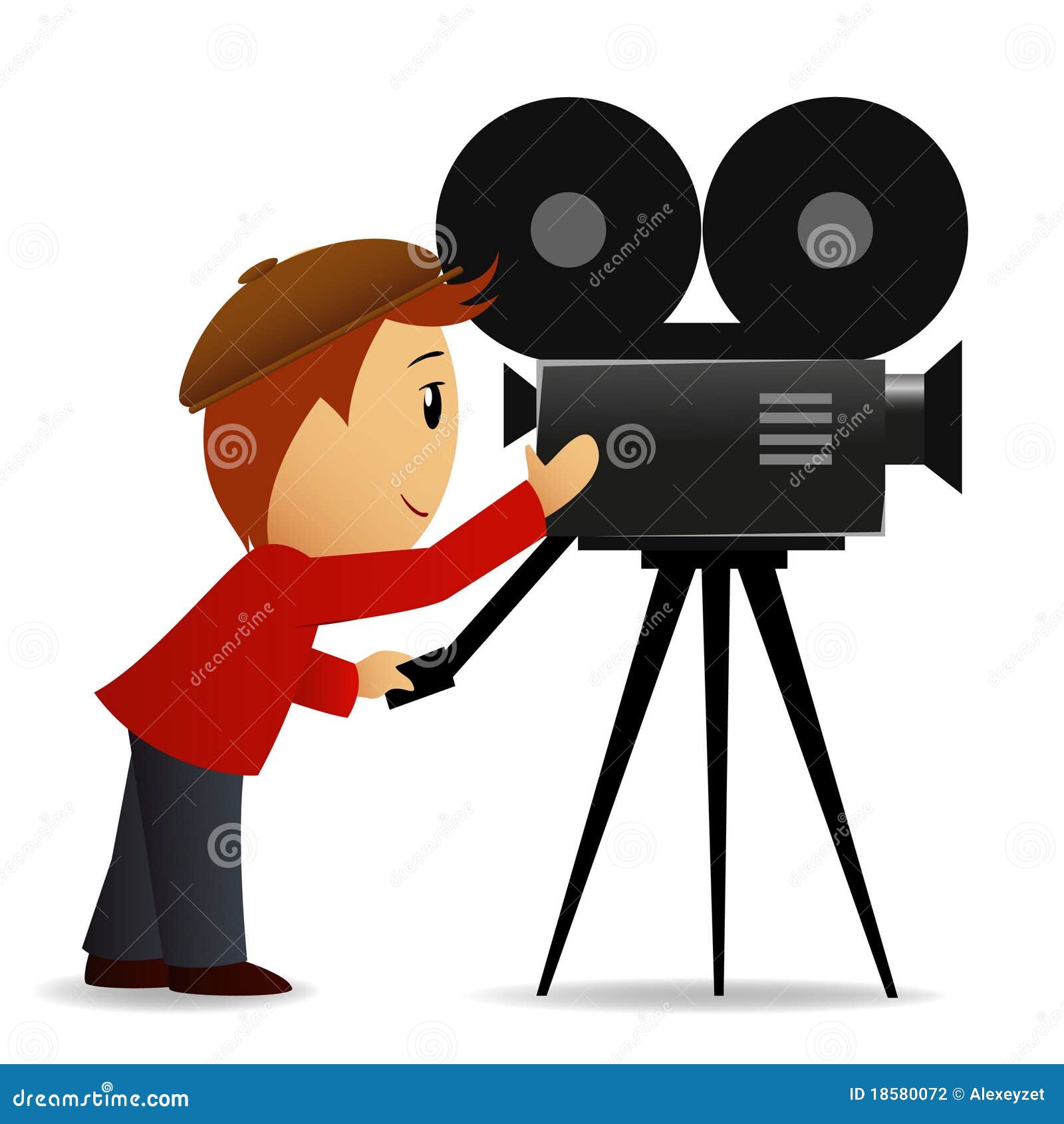 De Mens Van Het Beeldverhaal Met Filmcamera Vector Illustratie ...