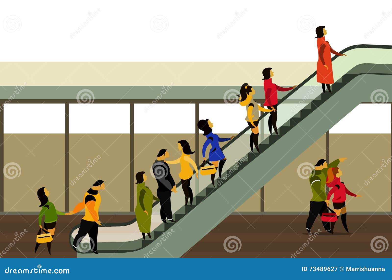 De Mensen Nemen Op De Roltrap Toe Vector Illustratie - Illustration of ...