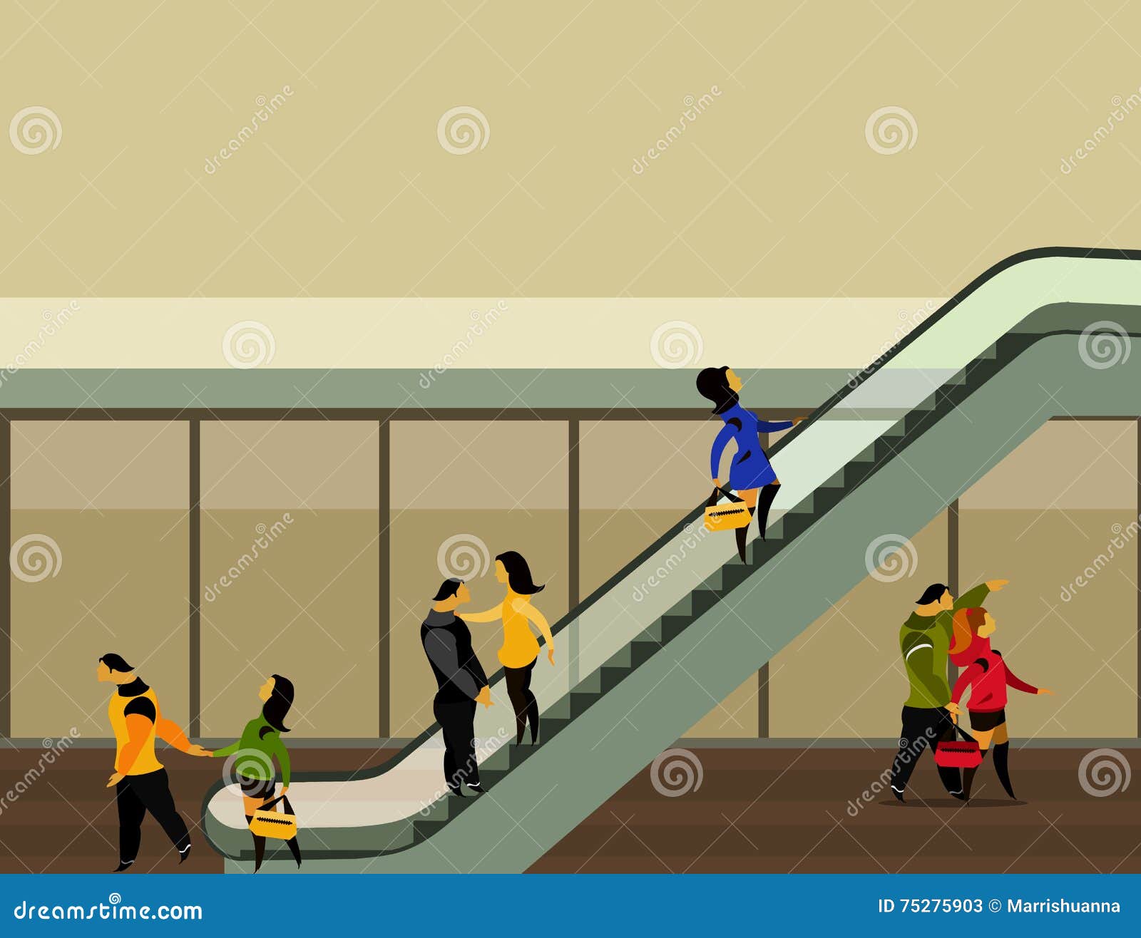 De Mensen Nemen Op De Roltrap Toe Vector Illustratie - Illustration of ...