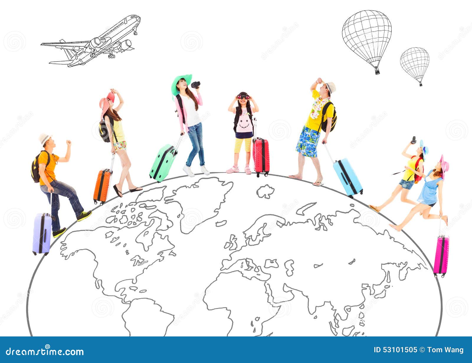 De Mensen Reizen Rond De Wereld En Het Globale Concept Stock ...