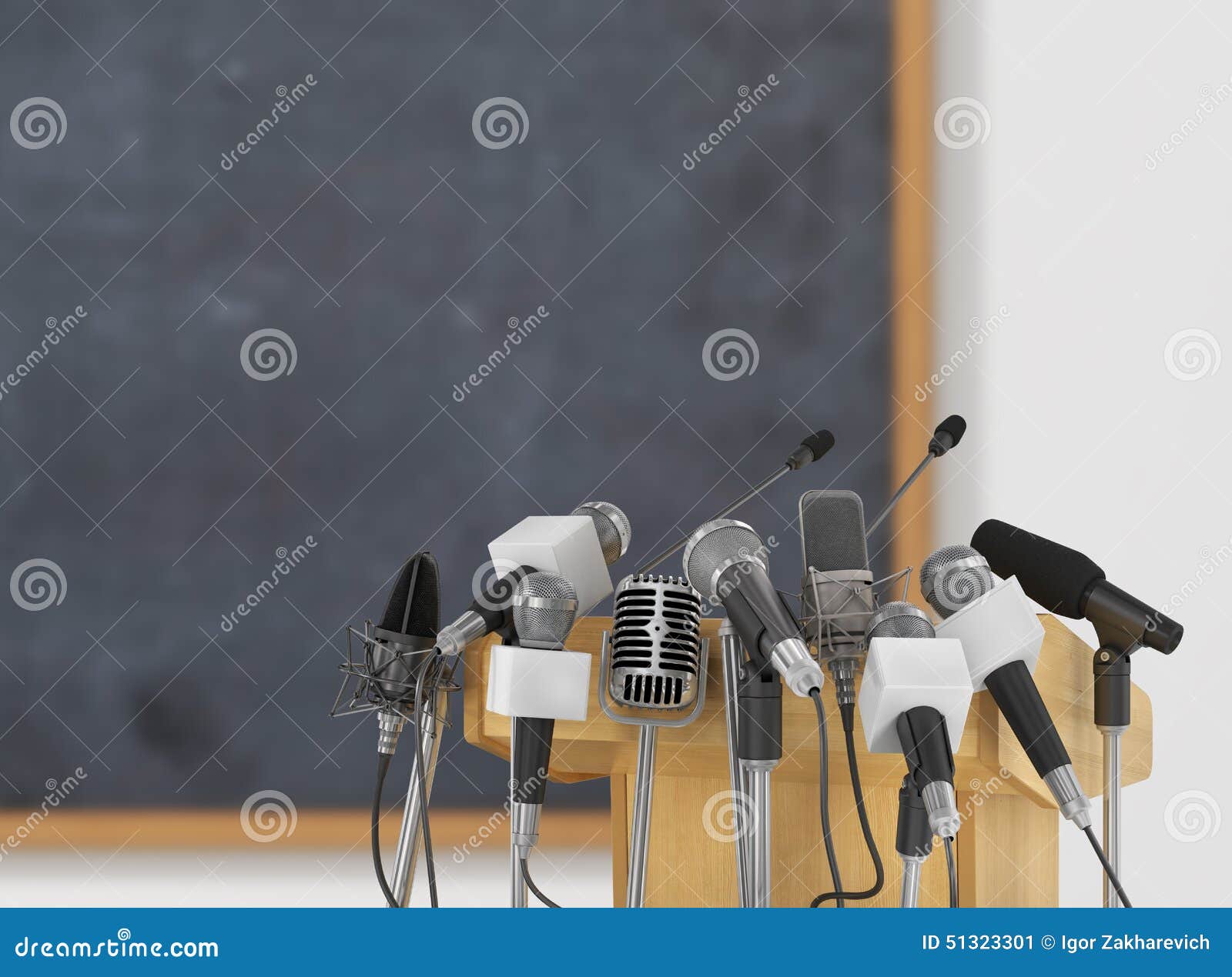 De Microfoons Van De Conferentievergadering Met Tribune Stock ...