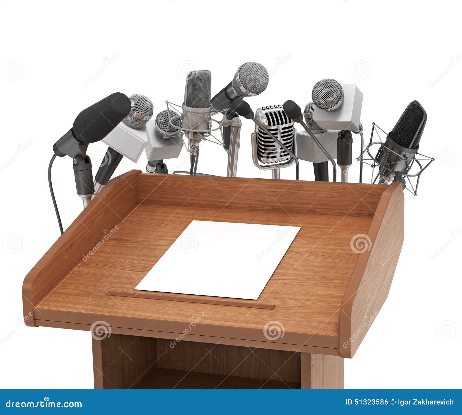 De Microfoons Van De Conferentievergadering Met Tribune Stock Foto ...