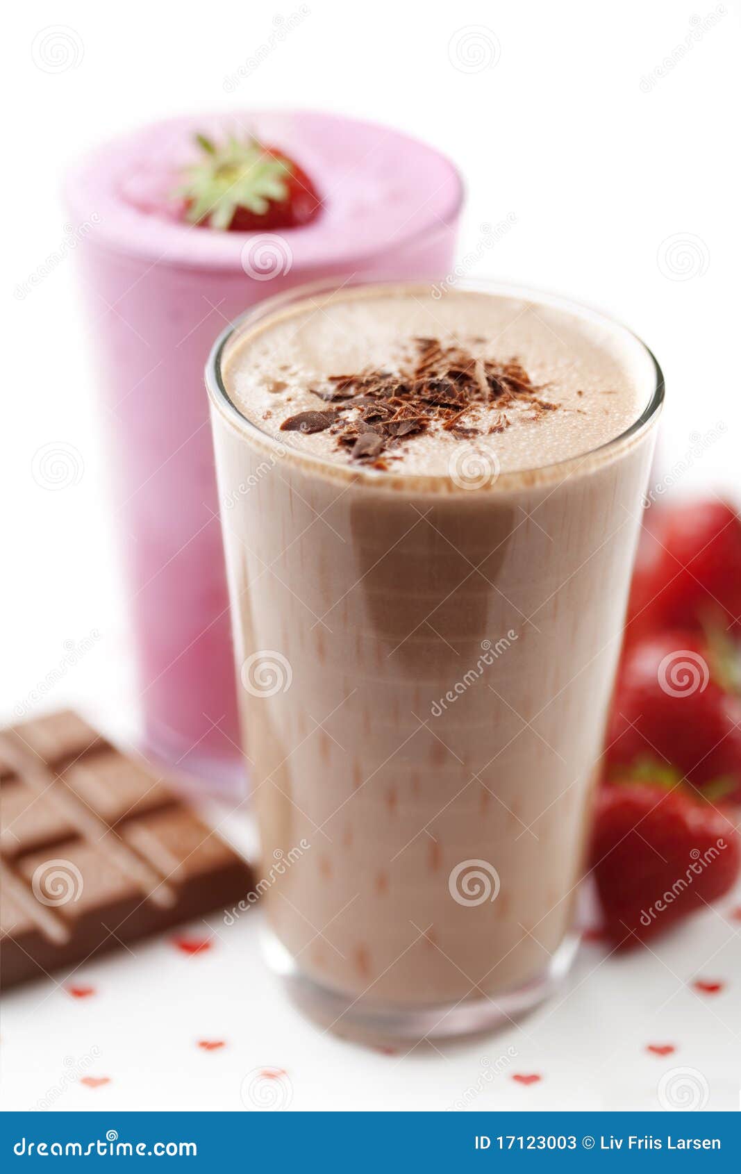 De Milkshake Van De Chocolade En Van De Aardbei Stock Afbeelding ...