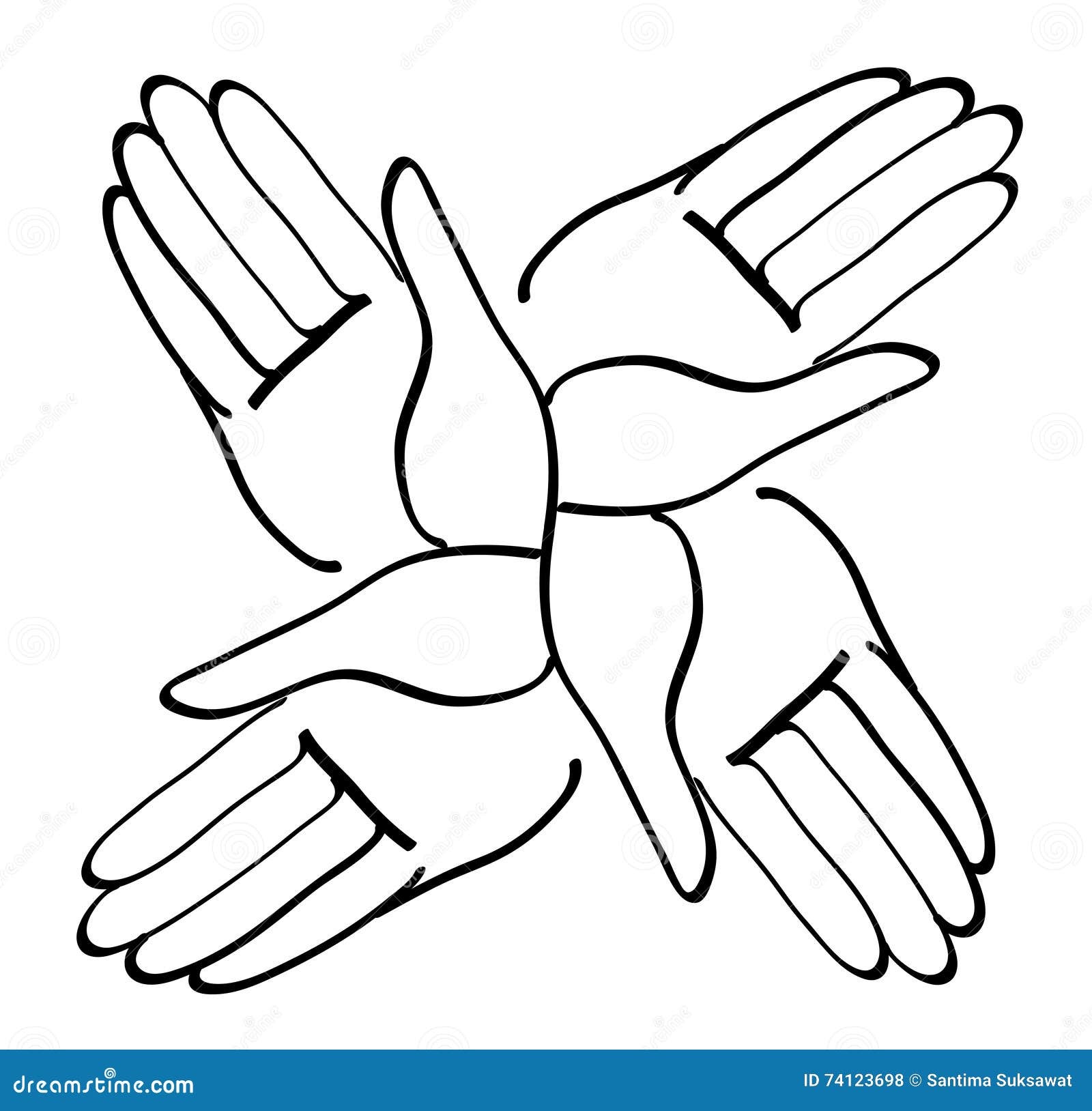 De Minimale Vector Van Het Handen Samen Symbool Vector Illustratie ...