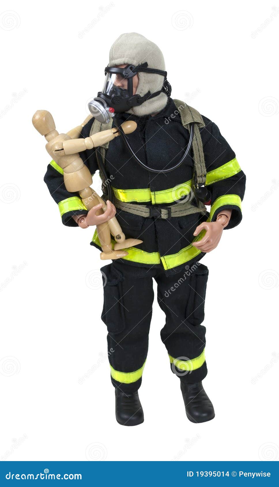 De ModelHolding Van De Brandweerman Een Houten Kind Stock Foto - Image ...