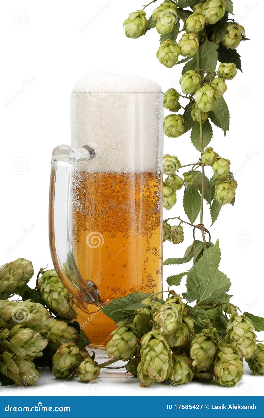 De Mok Van Het Bier, Biervat Groene Hop Stock Afbeelding - Image of ...