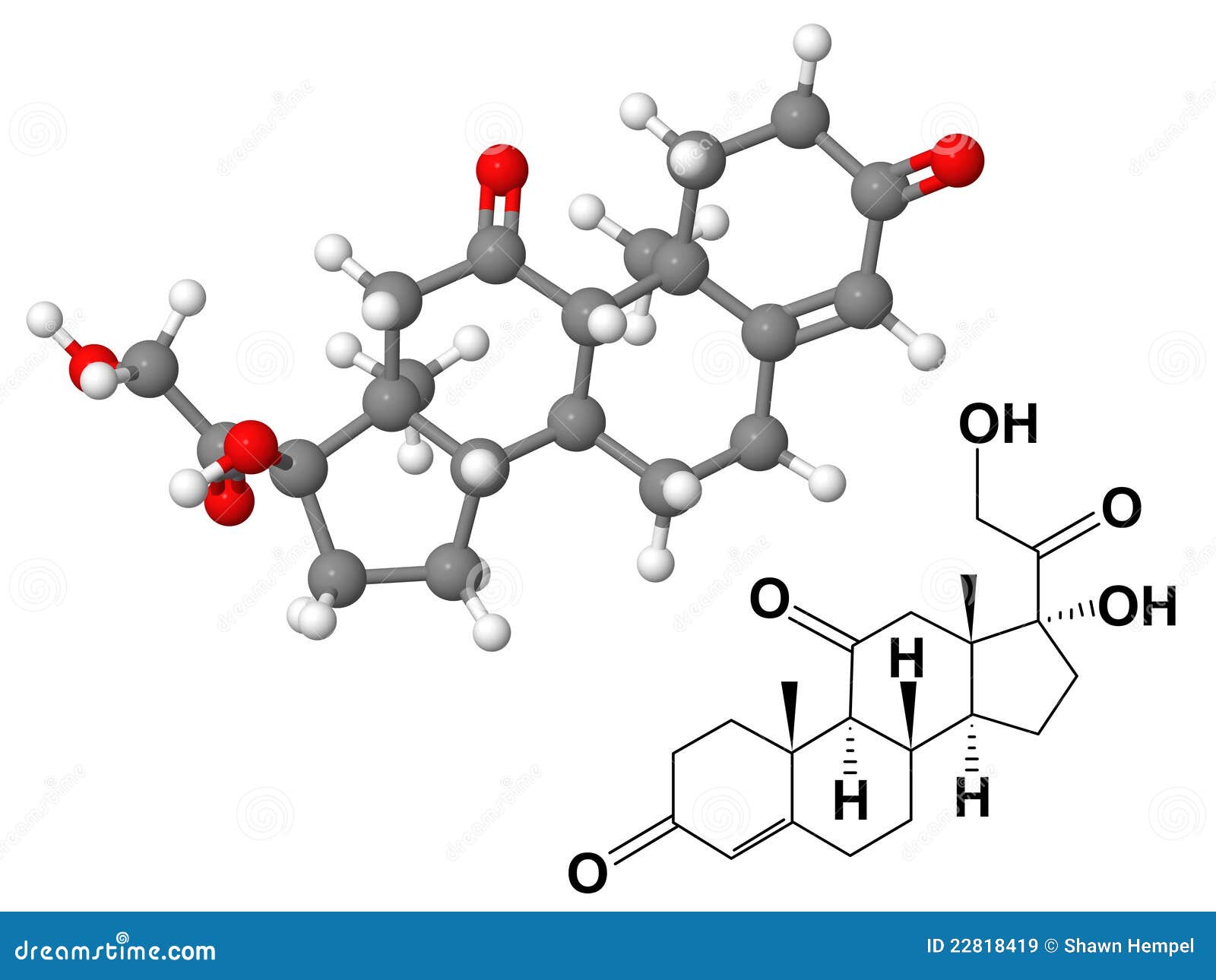 De Molecule Van Het Cortisone Met Chemische Formule Stock Illustratie ...