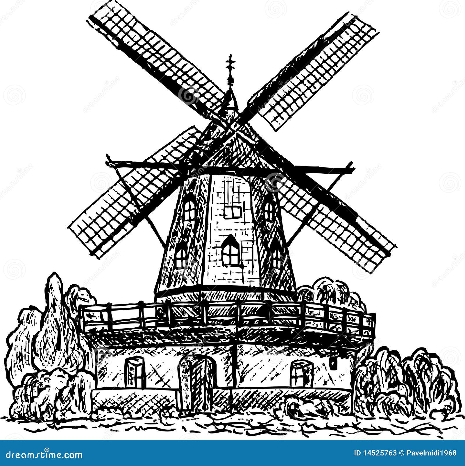 De molen van de wind vector illustratie. Illustration of energie - 14525763