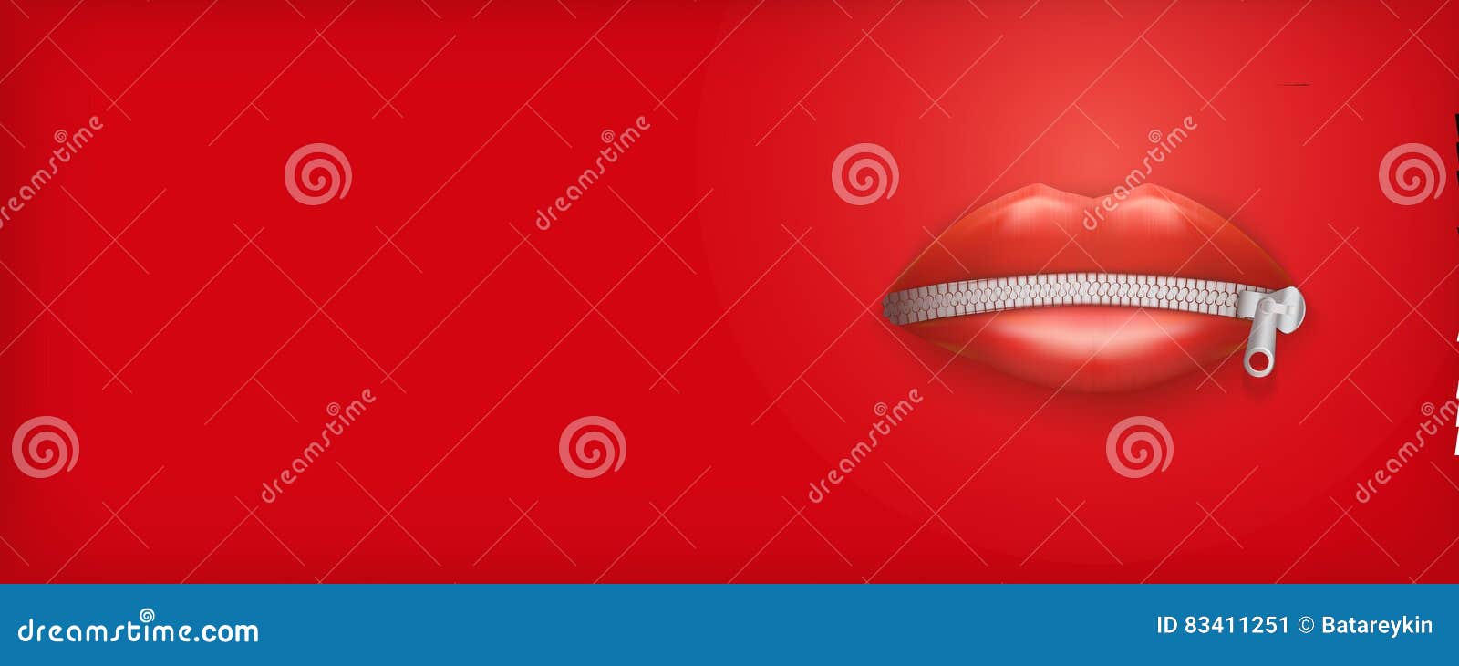 De Mond Van De Vrouw Met Ritssluiting Symbool Van Stilte Vector ...